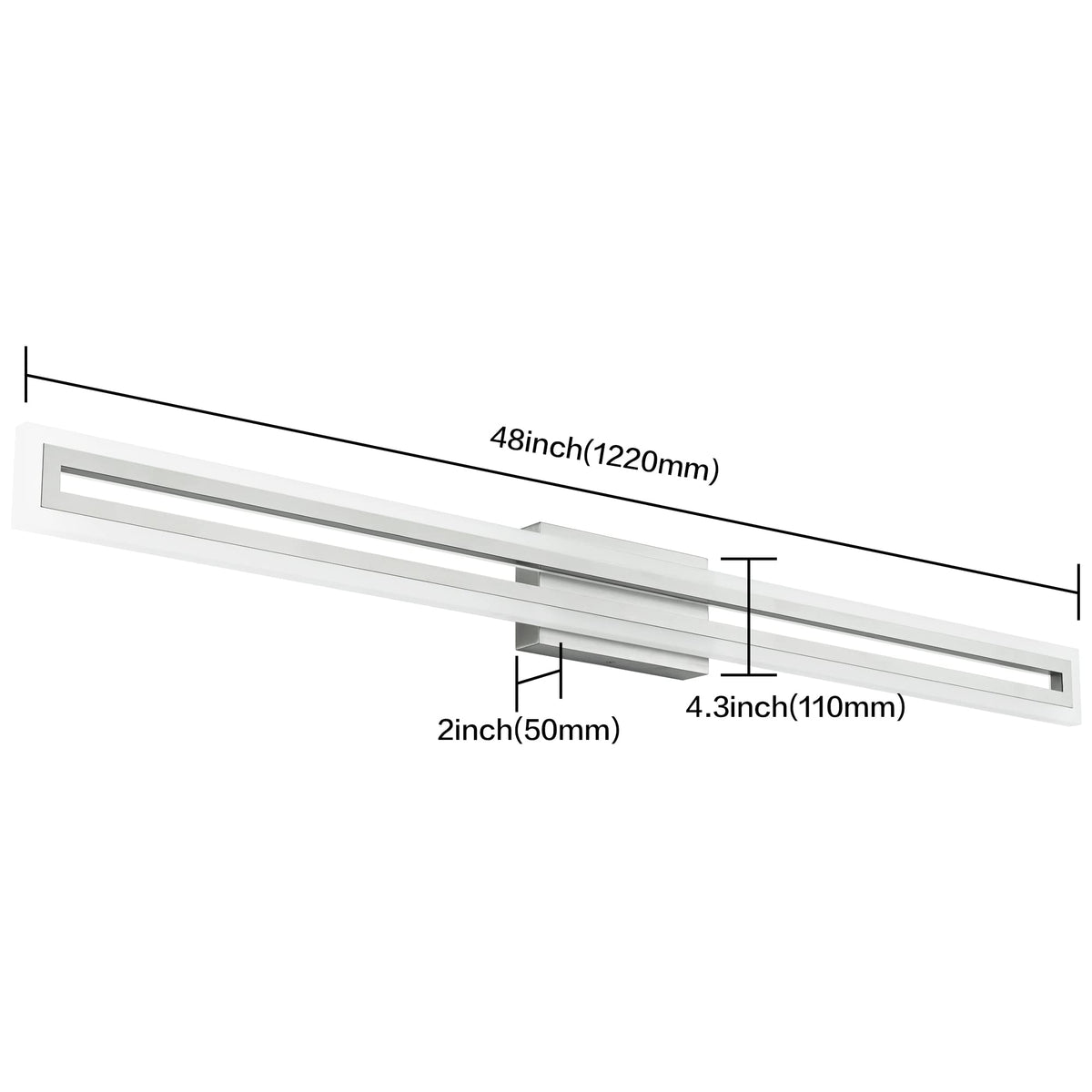 SOLFART 48 Inch LED Bathroom Vanity Light Fixtures, Brushed Nickel, 60 ...