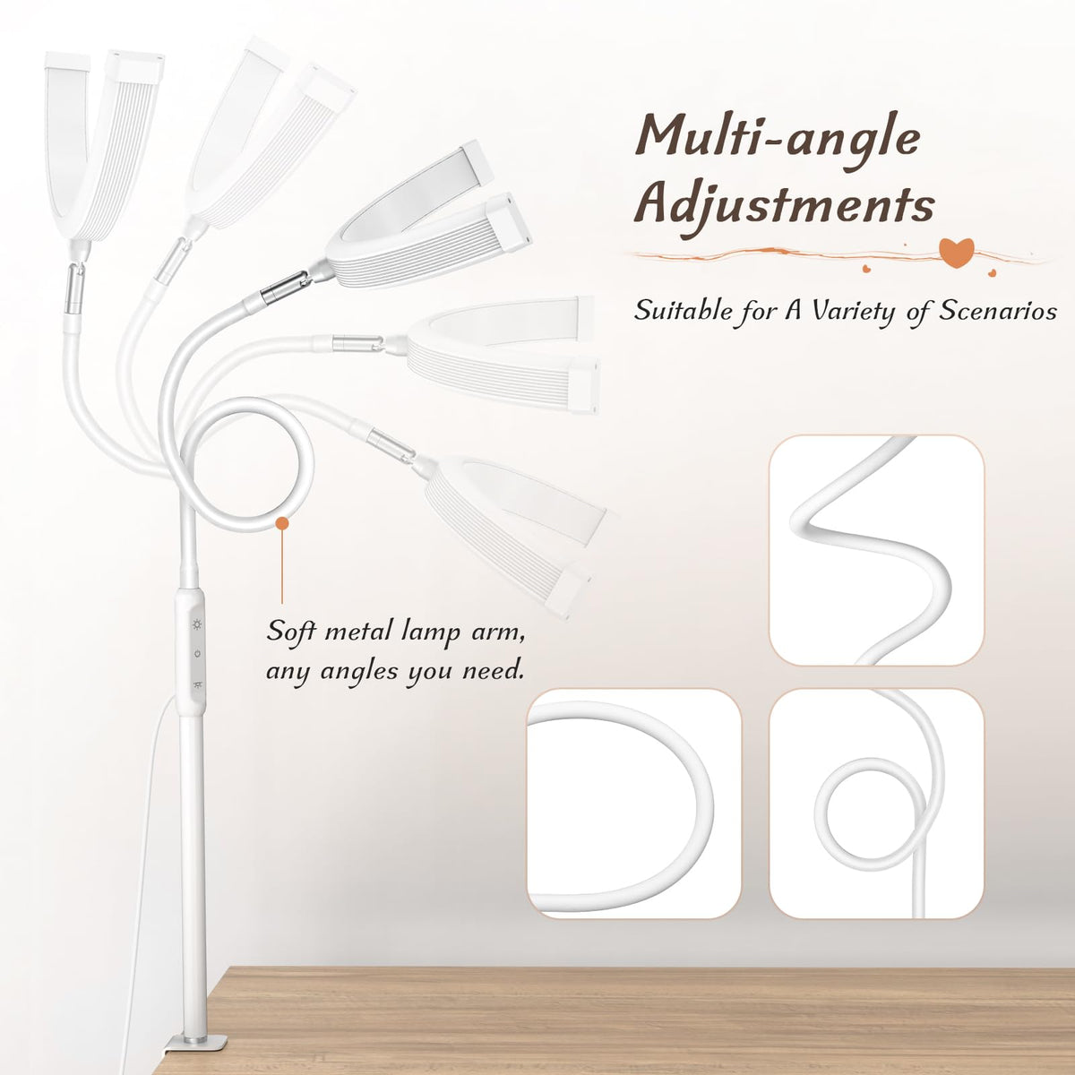 Mznoo Half Moon LED Desk Lamp with Clamp, 5 Brightness Levels, 5 Color ...