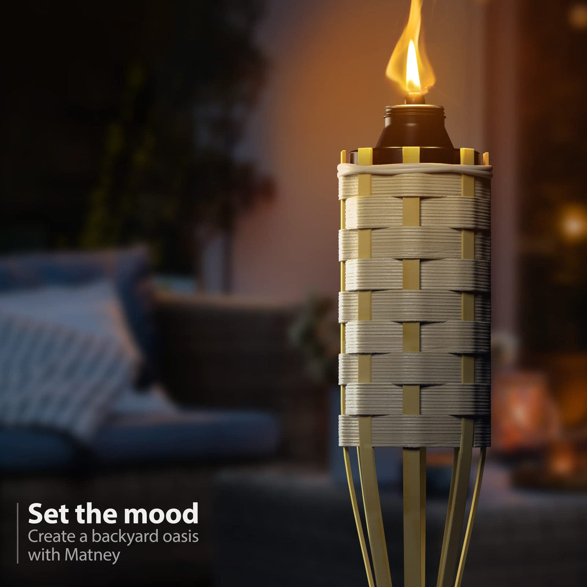 Matney Bamboo Torches - Mosquito Repellent Oil Lamps - 5 Ft Tall - 12 ...