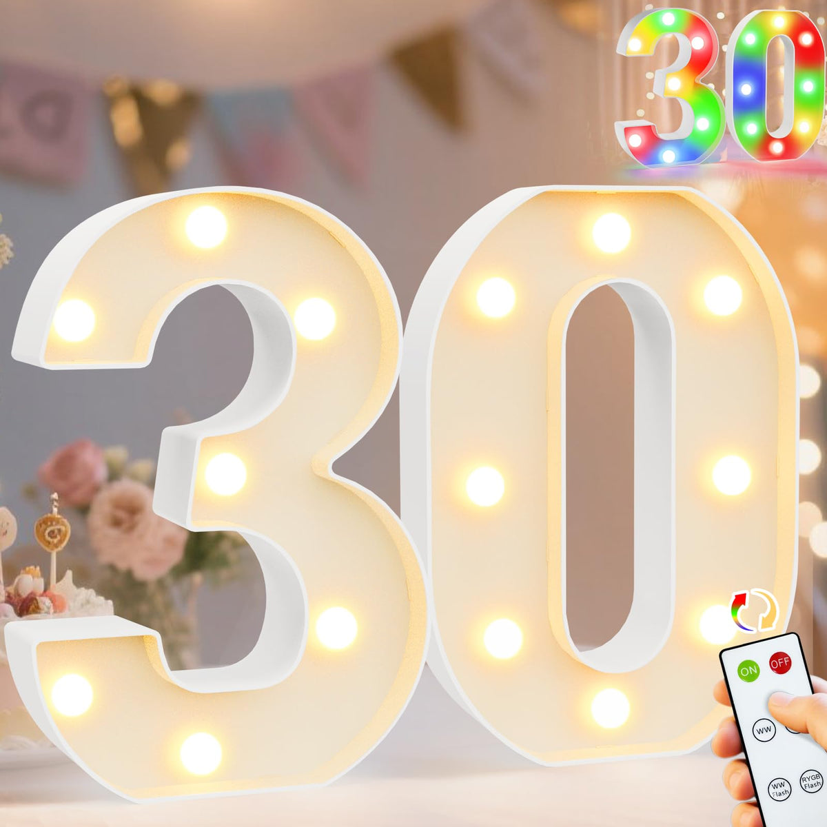 Pooqla 30Th Birthday Decoration For Her Him Decorative Led Light Up Nu ...