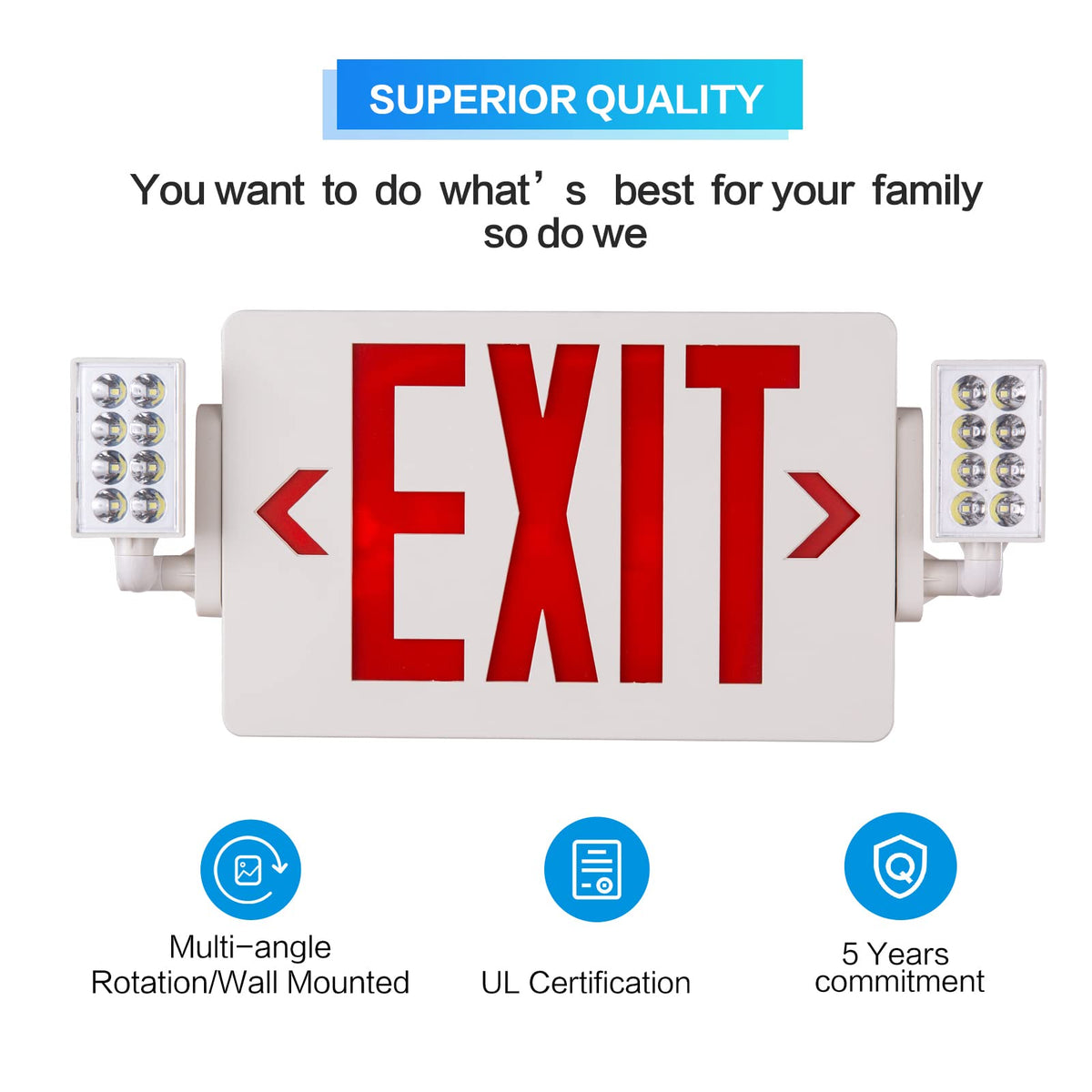 EXITLUX 6 Packs Led Red Exit Signwith Emergency Light Combo with ...