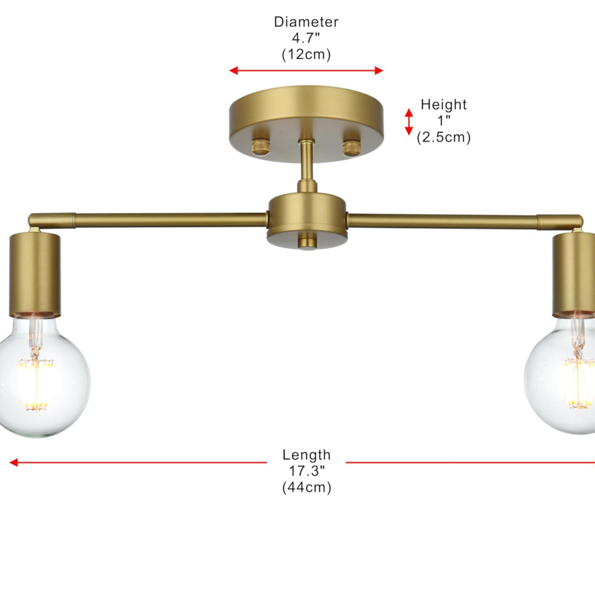 Living District Zane 2-Light Mid-Century Metal Flush Mount in Black ...
