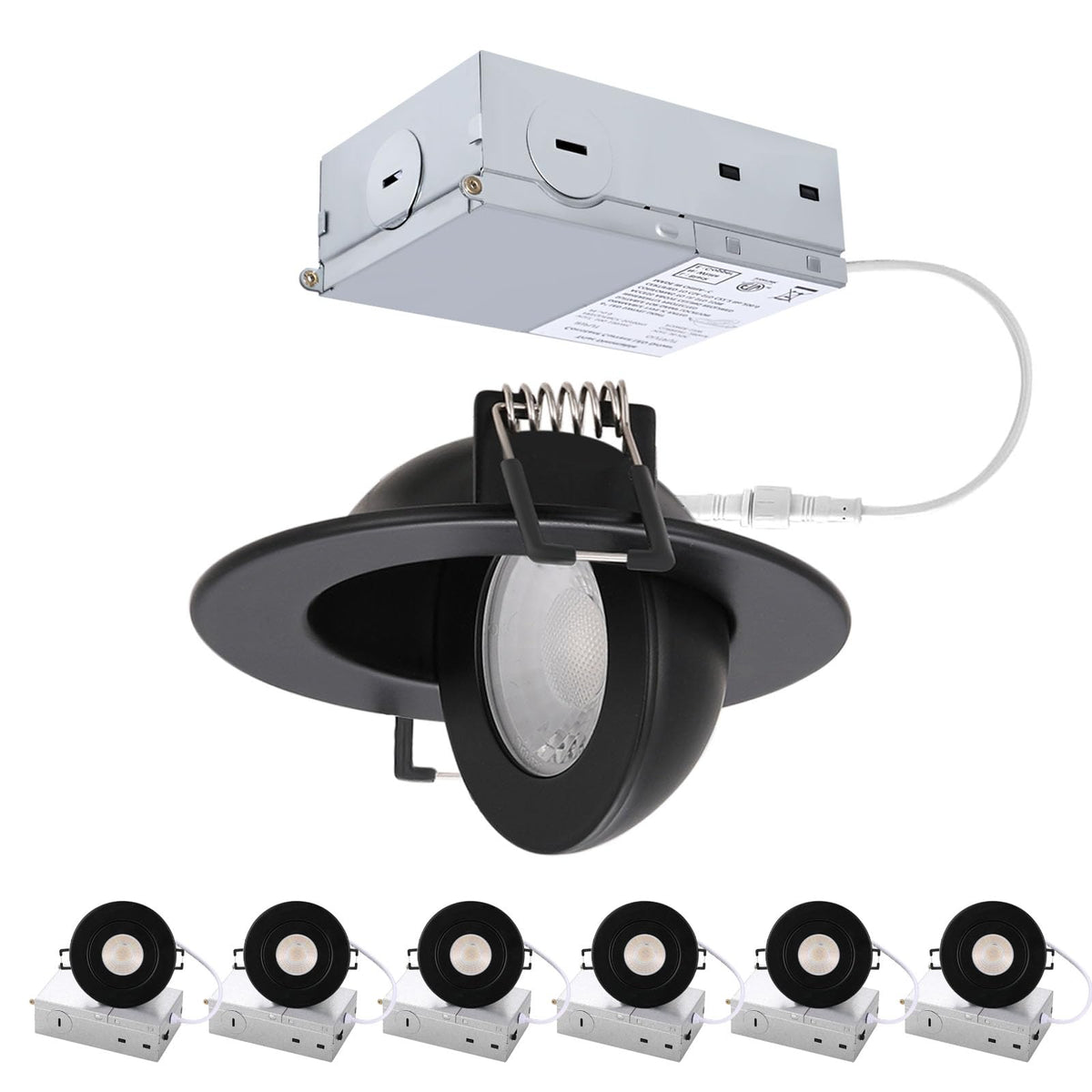 POPANU 3 inch Black Recessed Lights, 7W Canless Gimbal Soffit Lighting ...