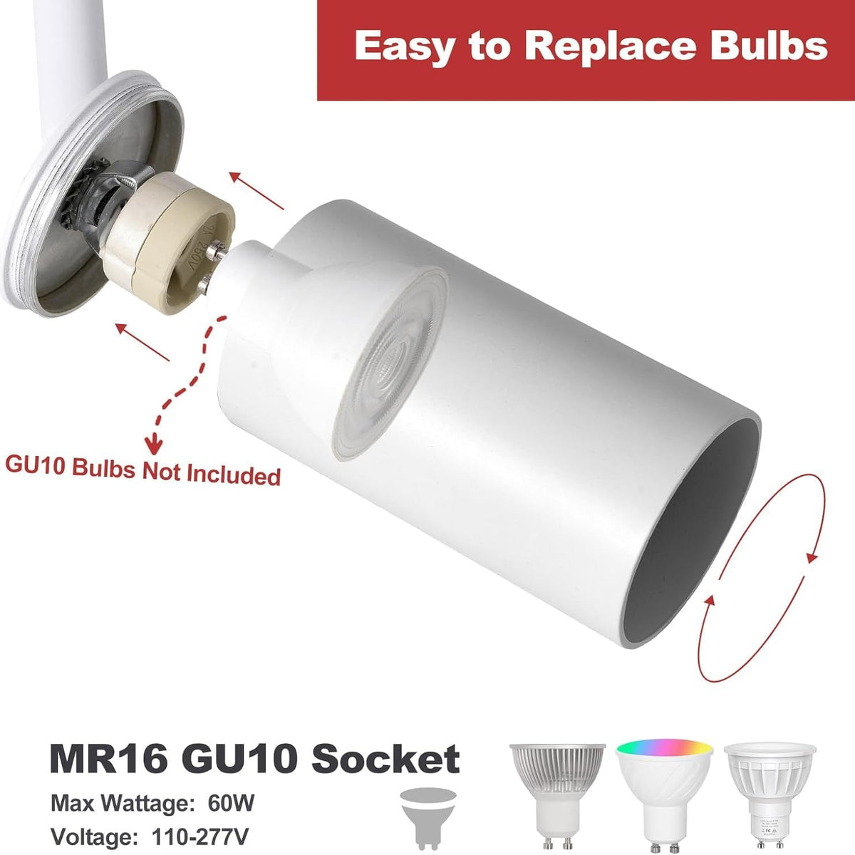 Lraemxg Plug In Track Lighting With Power Cord, 4-Light Gu10 Track Lig ...