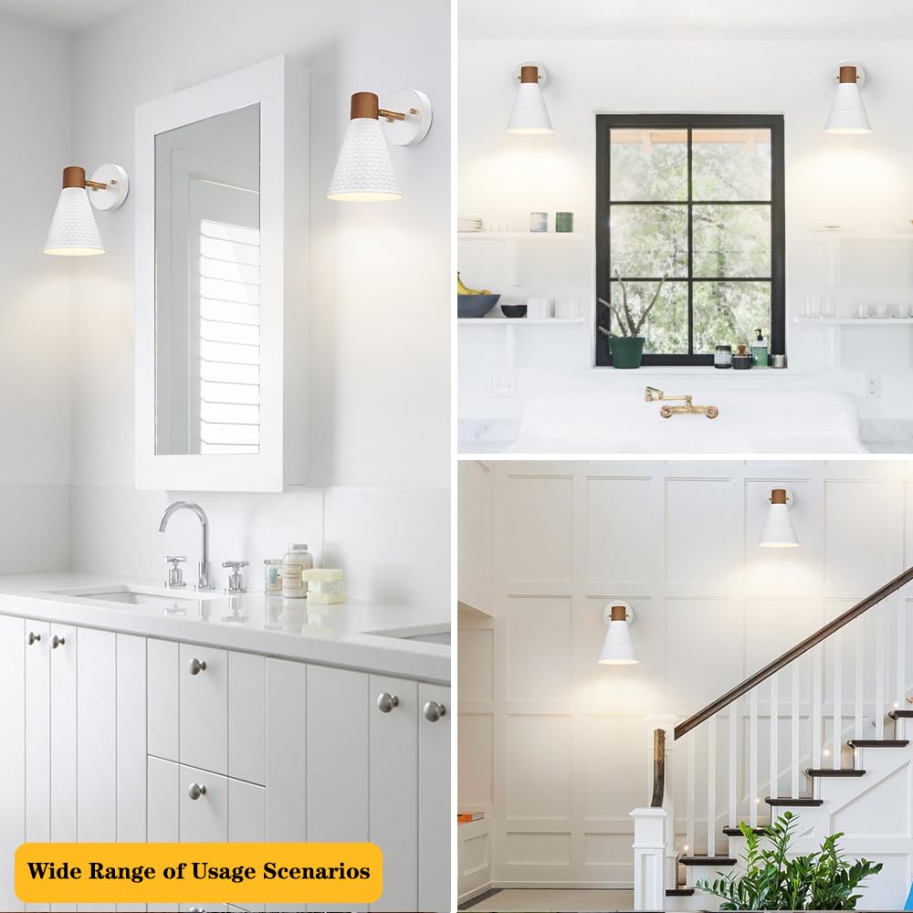 Dsmjfu White Wall Sconces Set Of Two, Modern Rotateable Wall Light Set ...