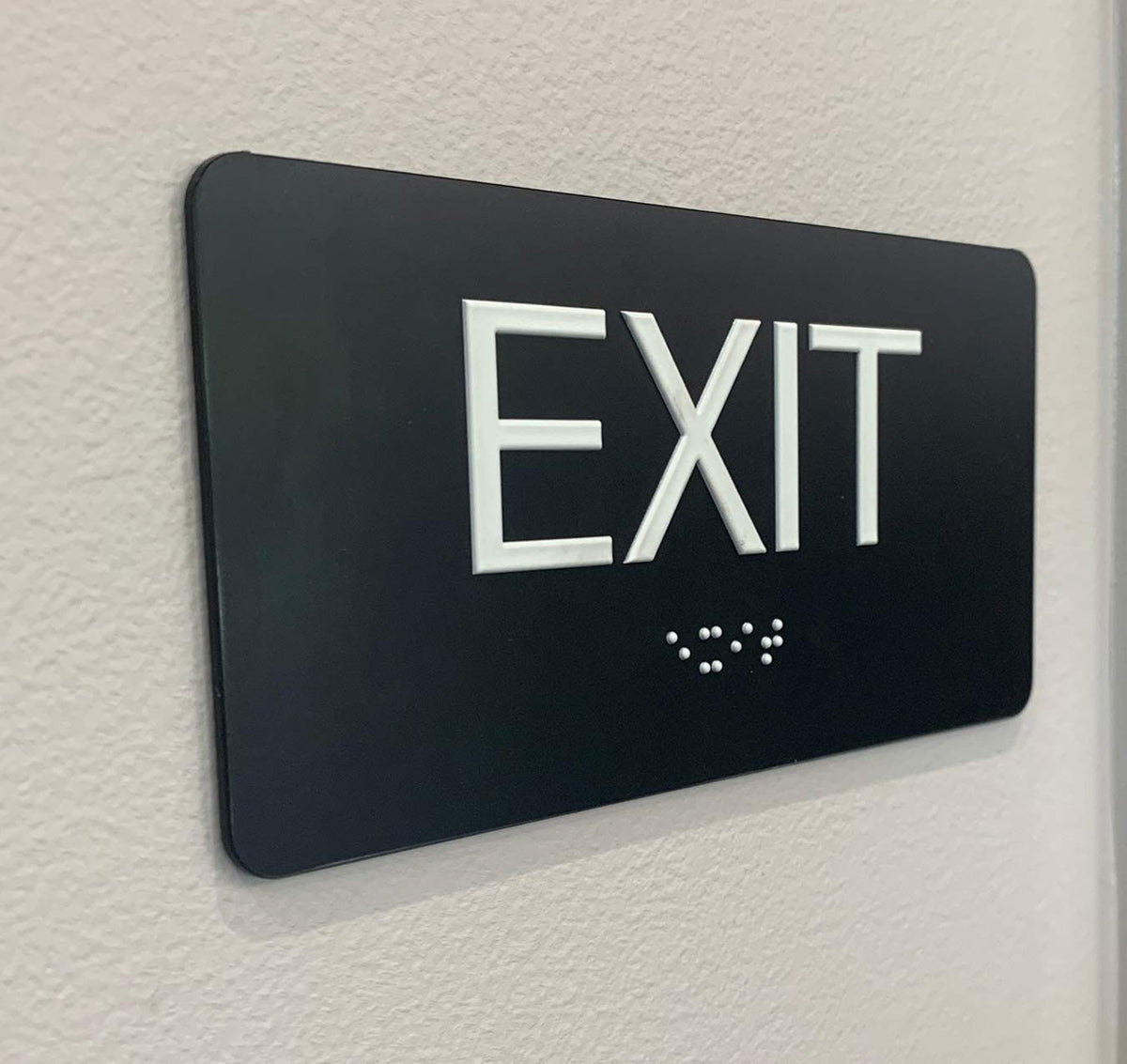 Nap Tags - Ada Compliant Exit Sign With Braille (6" X 3" Bla – Lightsdaddy