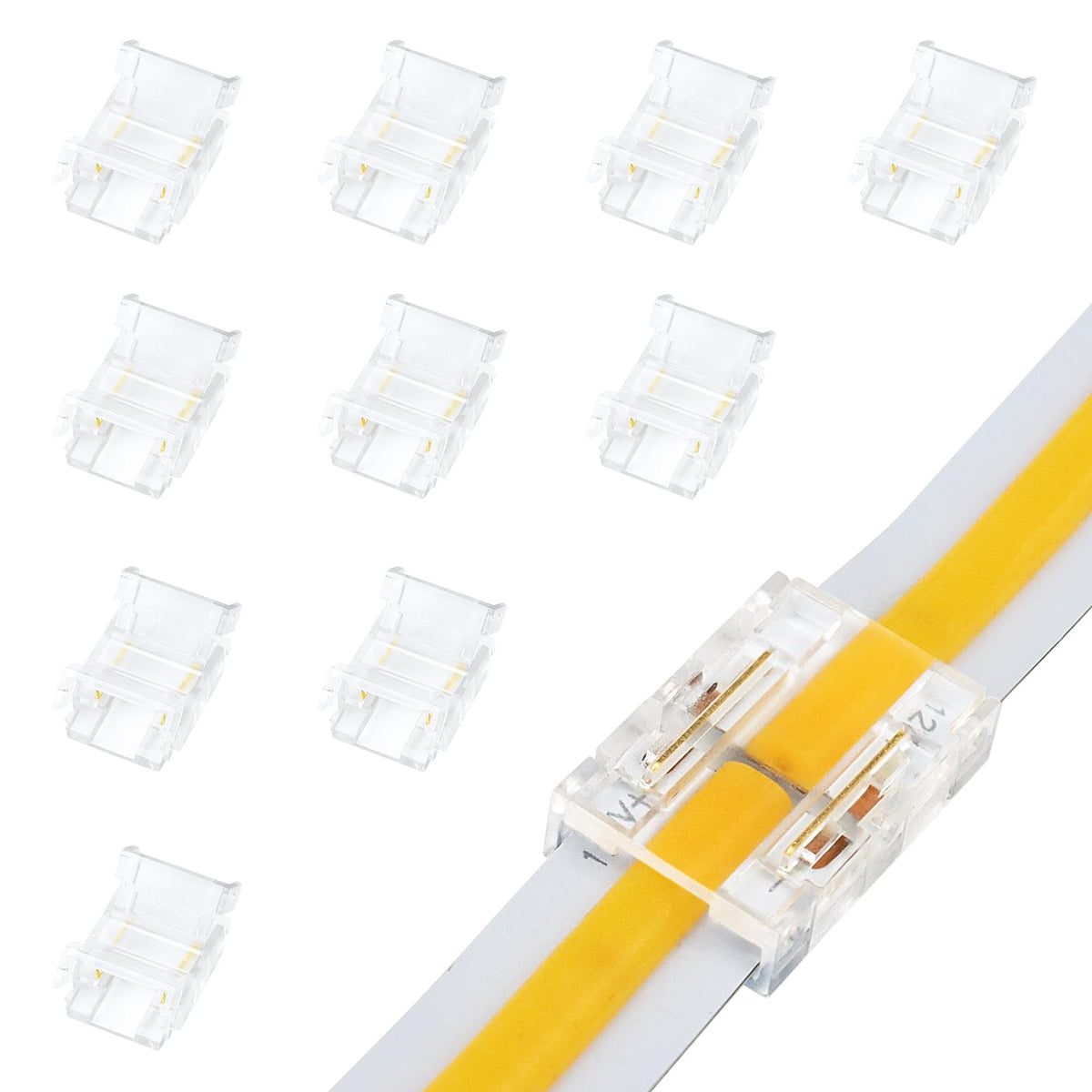 LightingWill LED Connectors 2Pin 10mm, 10 PCS Strip to Wire Connector ...