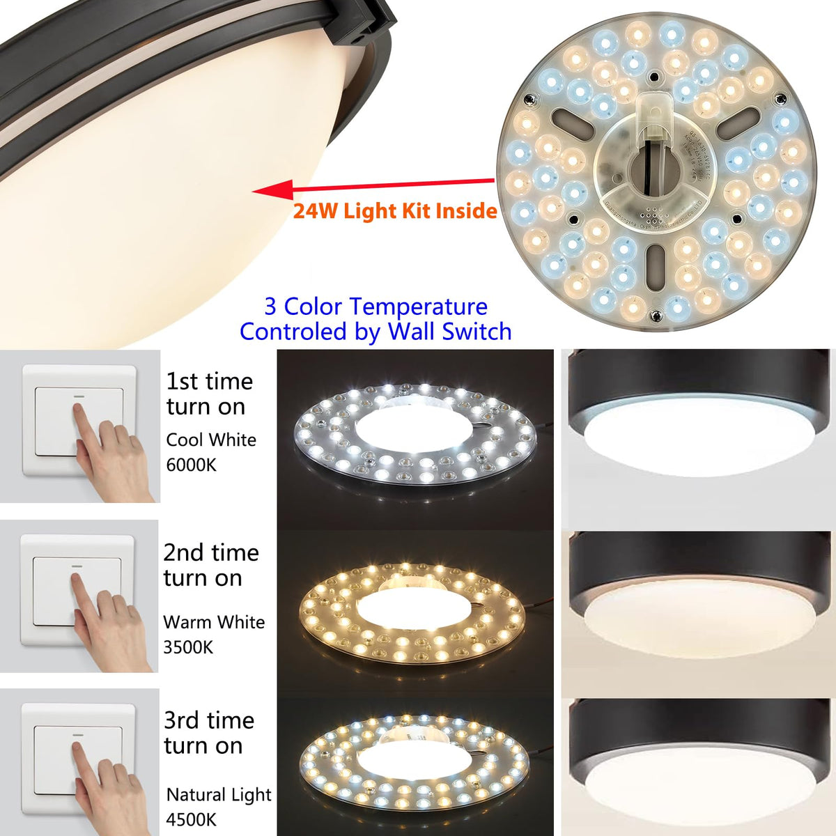 24W Dimmable LED Light Engine Retrofit Kit for Ceiling Fan Light ...