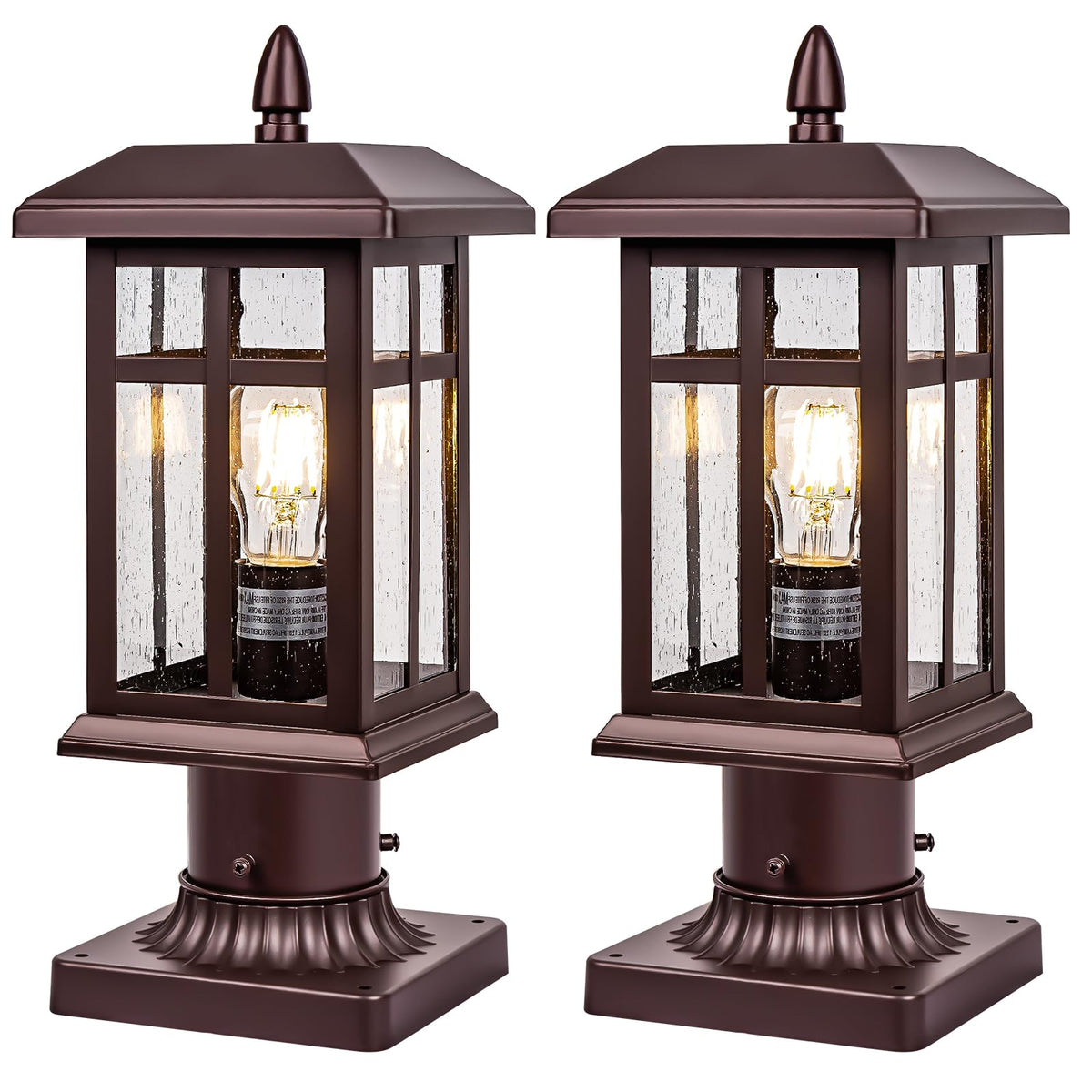 Bronze Post Light 2 Pack, Hardwired Anti-Rust Exterior Post Light ...
