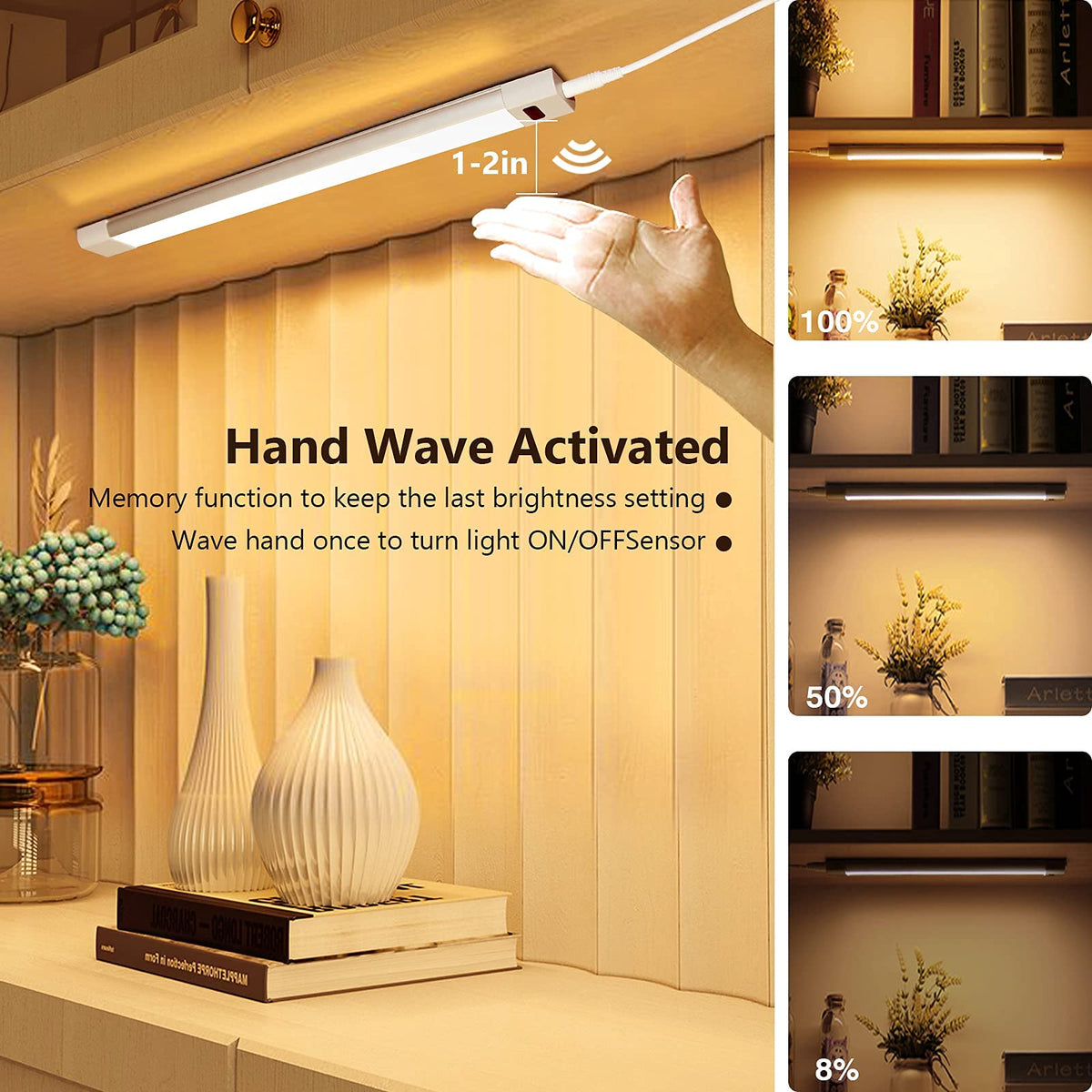 Wobane Under Cabinet Lighting, Plug In Led Light Bar With Etl Adapter ...