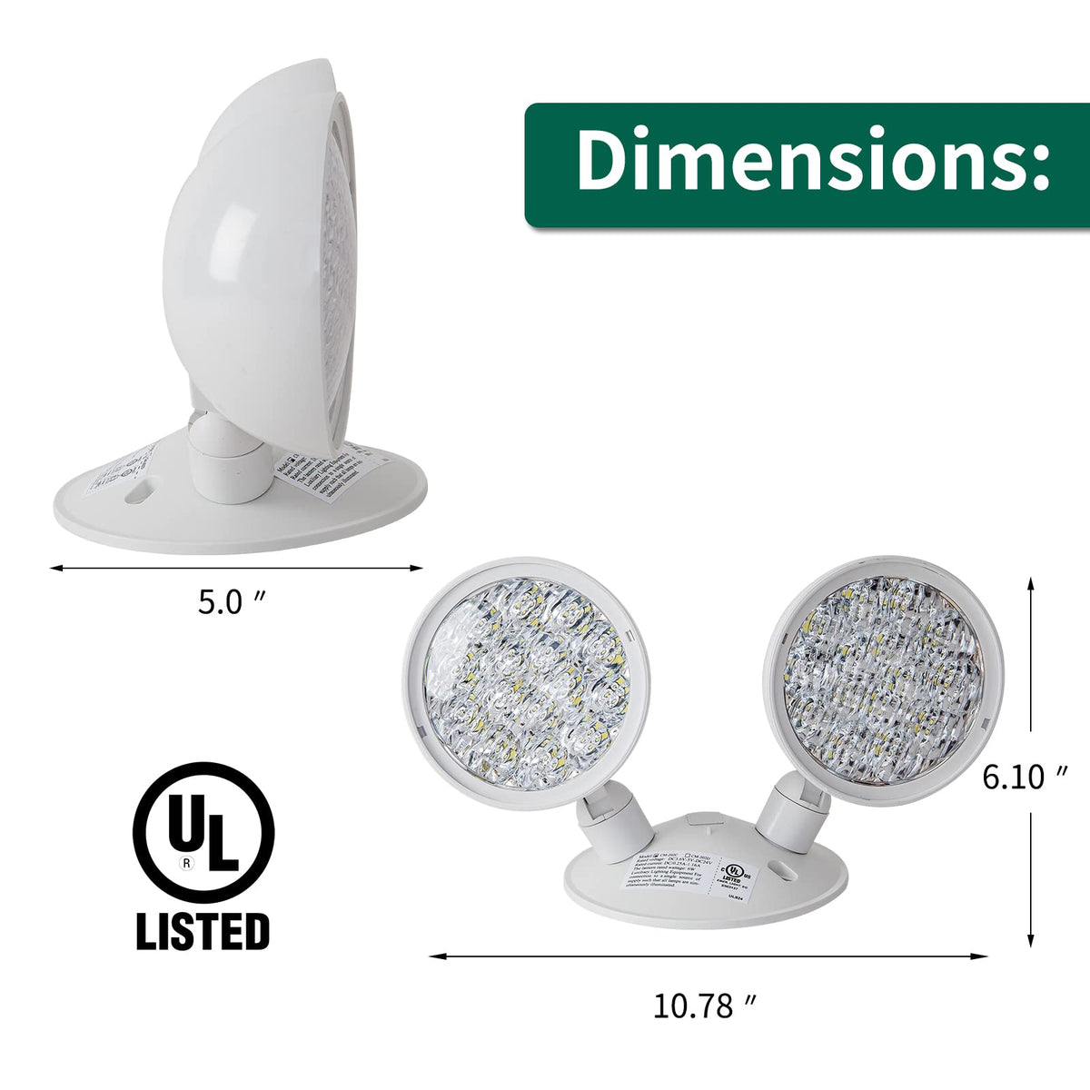 Tanlux Emergency Remote Head Lighting, 1 Pack Double Head Emergency Li ...