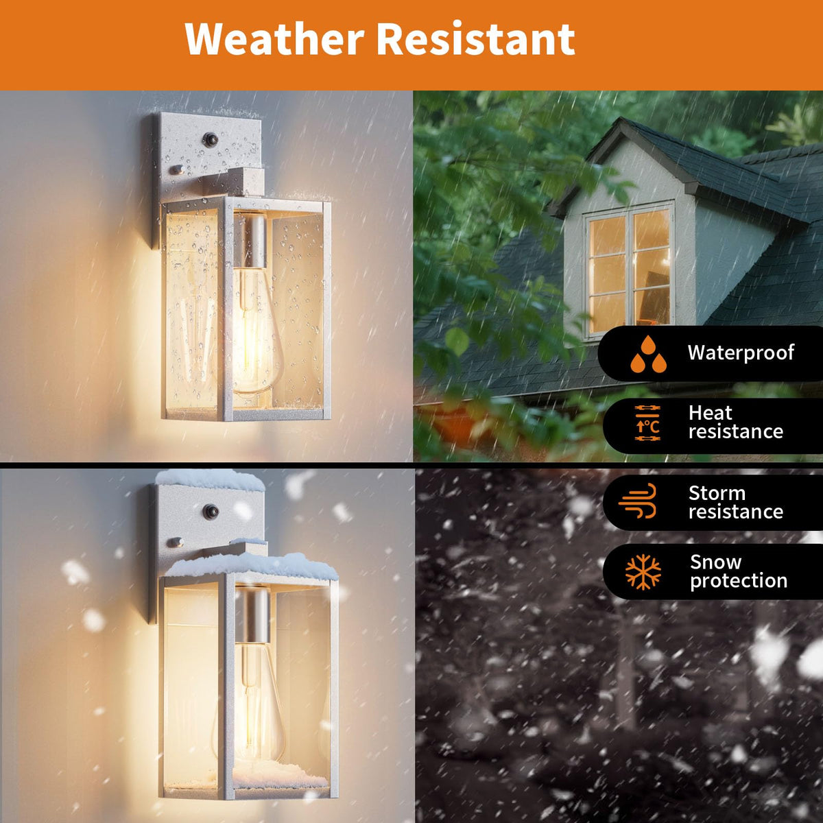2 Pack Silver Dusk To Dawn Exterior Lighting Fixtures Wall Mount Senso ...