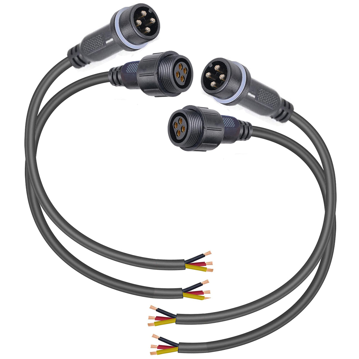 YETOR Waterproof Connectors 4 Wire,14AWG Male Female Plug LED Connector ...