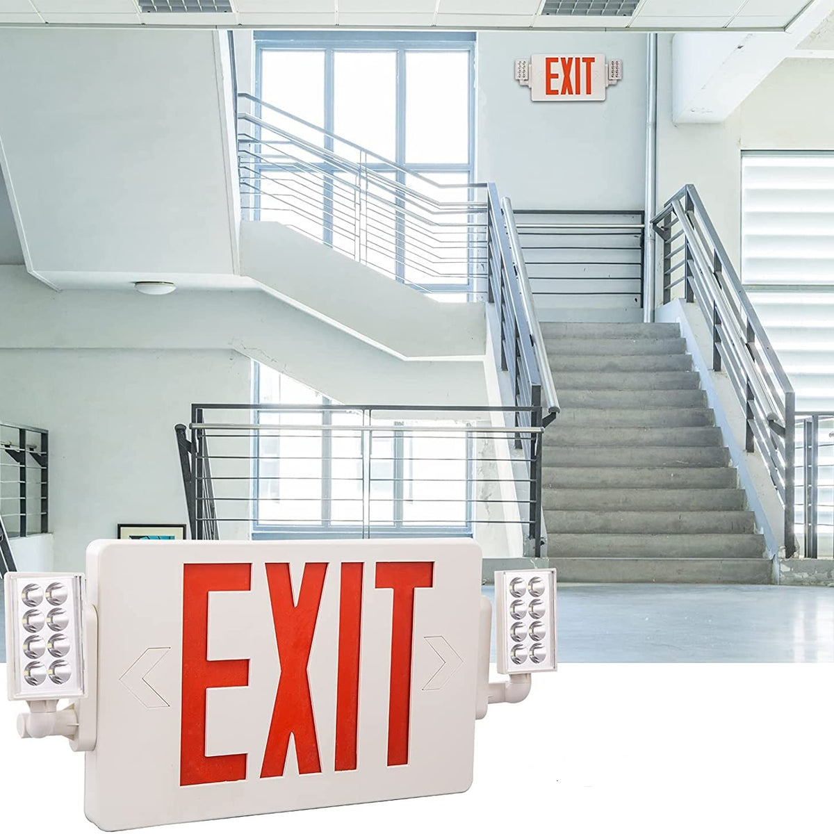EXITLUX 4 Packs Red Exit Sign-120-277V Double Face UL Listed-LED Combo ...
