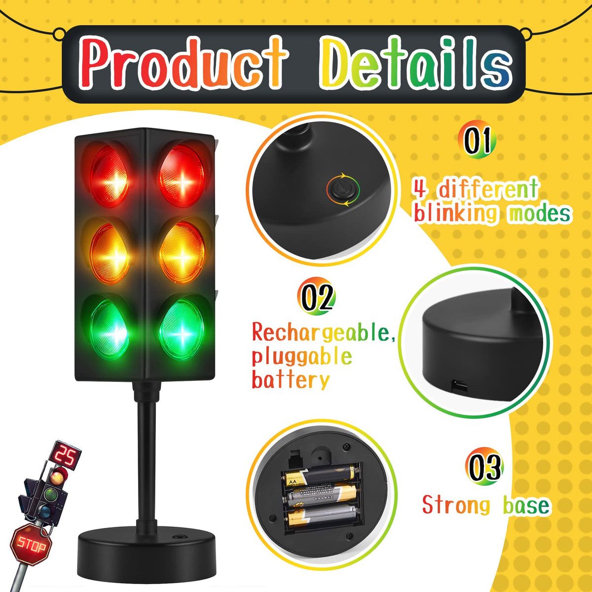 Traffic Light Lamp Color Change Mini Stop Light Lamp 11 Inch Stop Sign ...