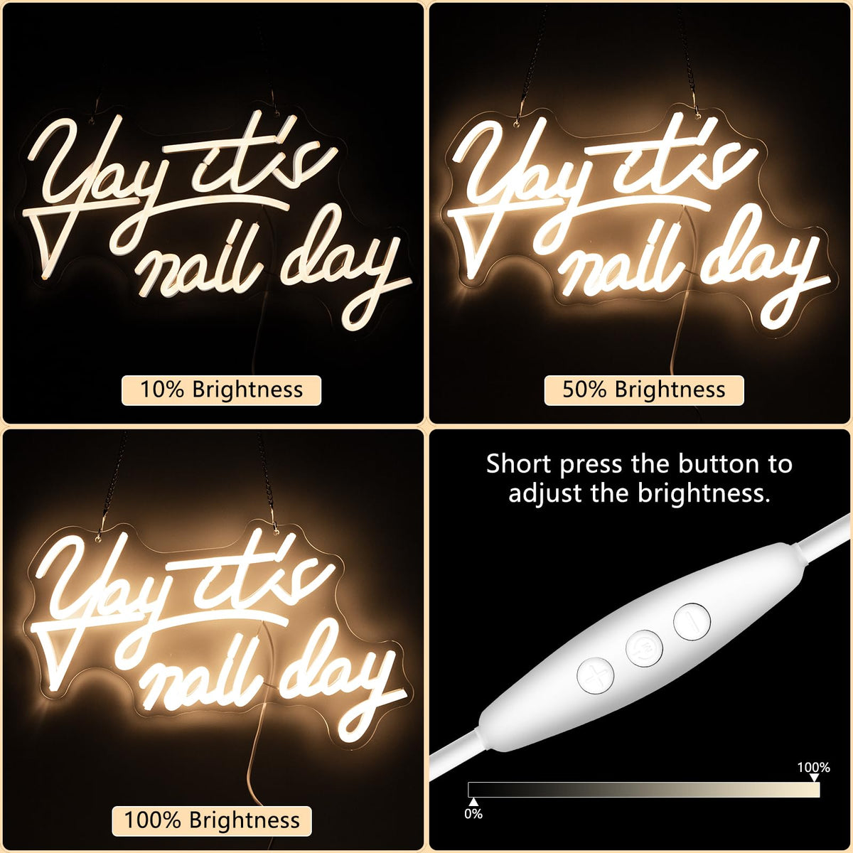 Moodlion LED Wall Decor Neon Sign - White Aesthetic Light for Nail Tec ...