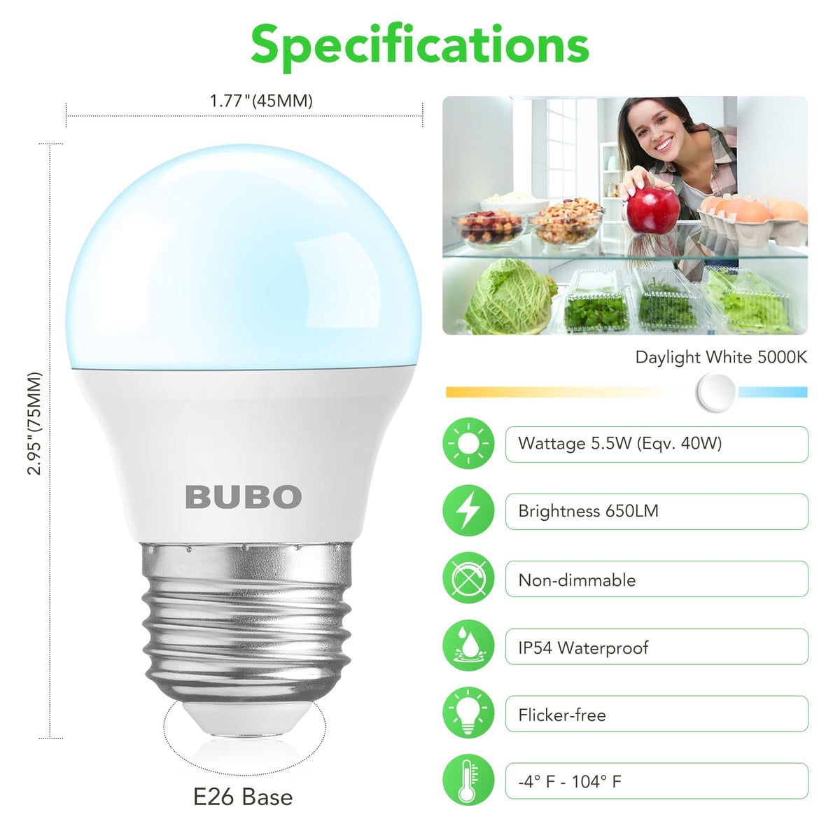 Bubo Led Refrigerator Light Bulb 40 Watt Equivalent, 120V Appliance Bu ...