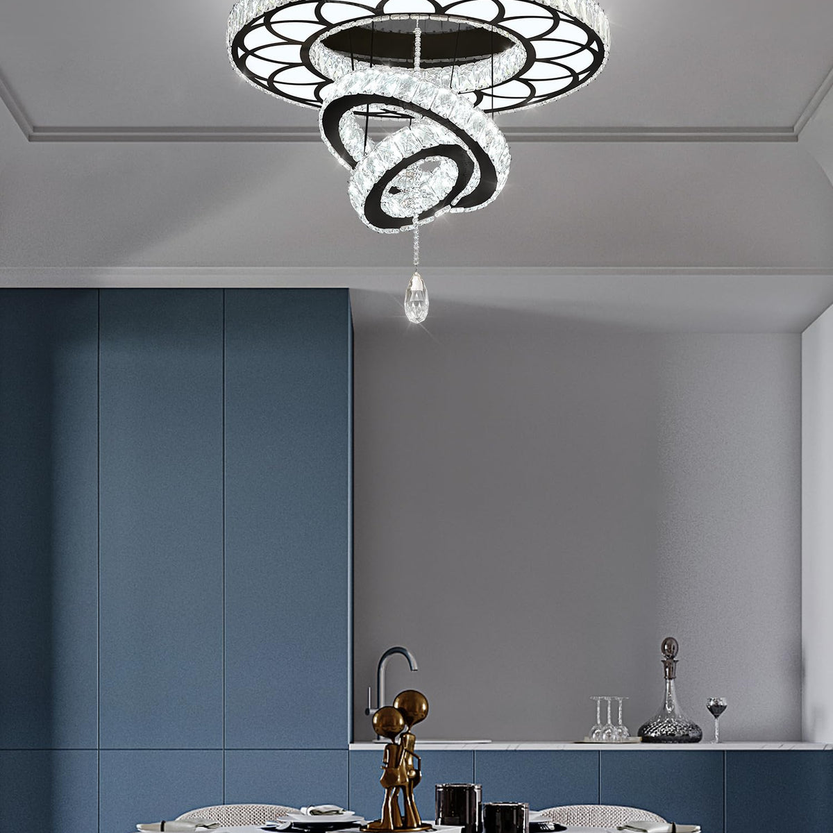 Flashing God Dia 24'' Crystal Chandelier Crystal Black Ceiling Light ...
