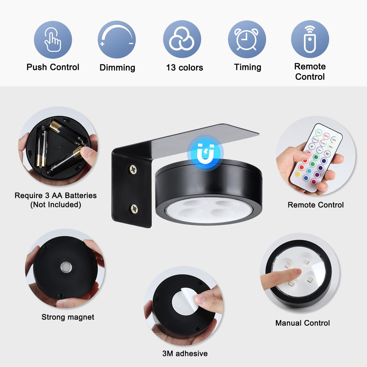 4-Pack Wireless Battery Operated Painting Light with Remote Control,13 ...