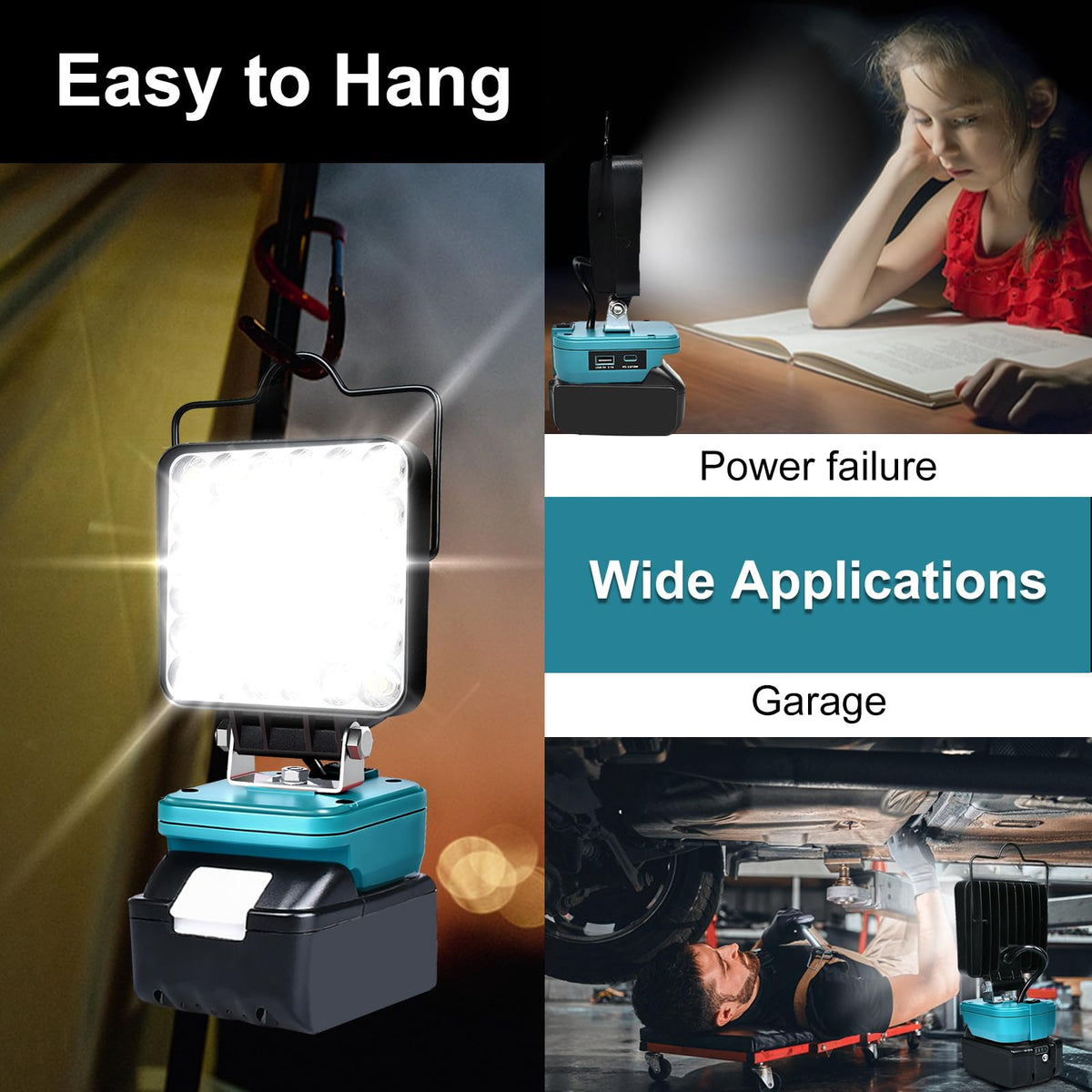 Upgraded Work Light for Makita 18V Battery,72W 6800LM Portable Cordless ...