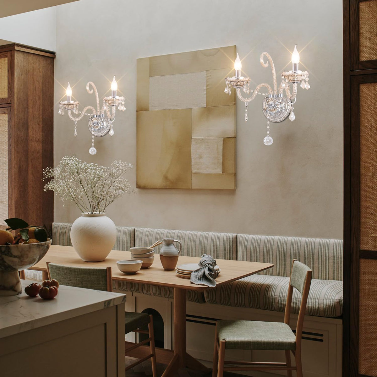 Crystop Elegant Classic Crystal Wall Sconce, Candle Sconces Wall Decor ...