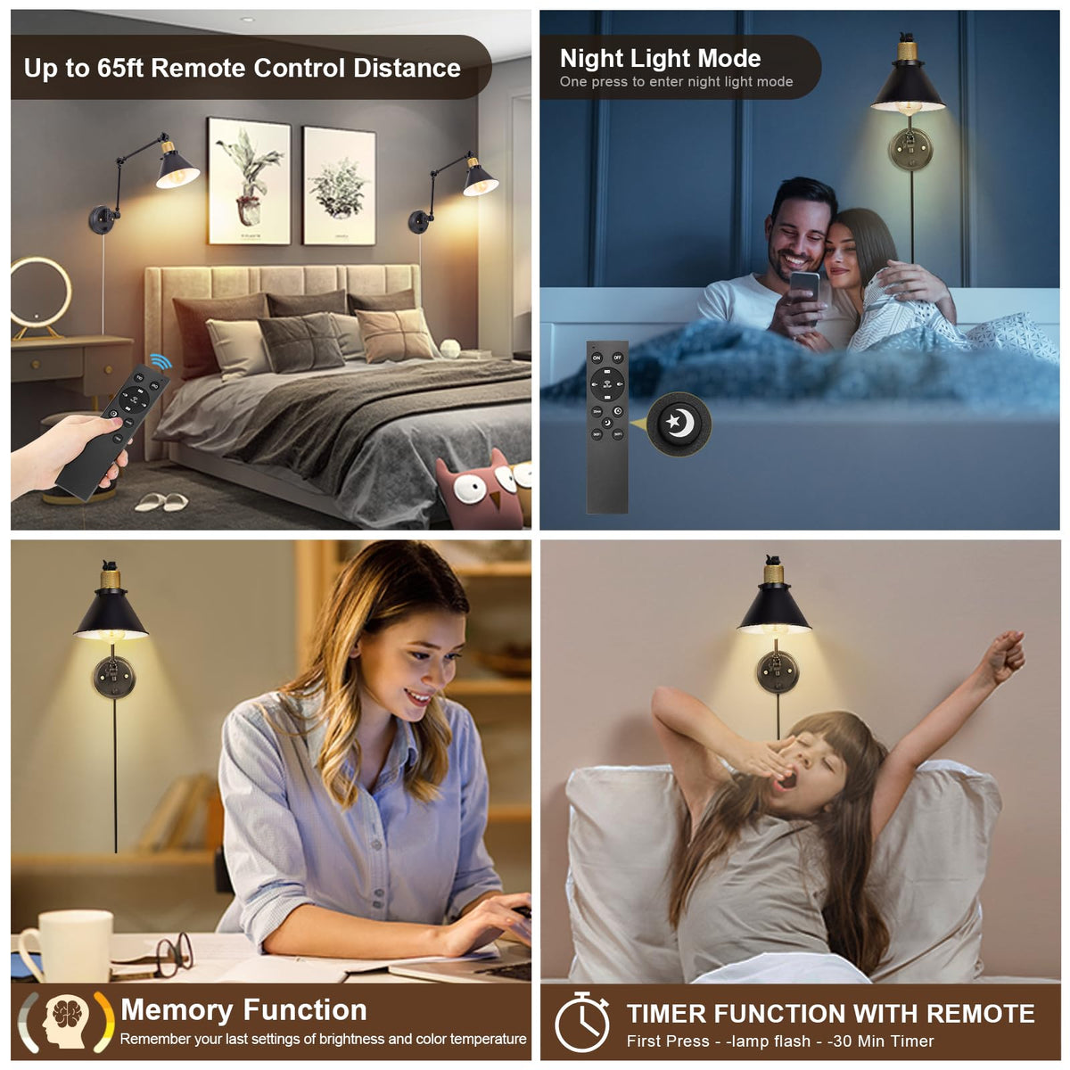 TRLIFE Dimmable Wall Sconce, Remote Control, Adjustable Color Temp 270 ...