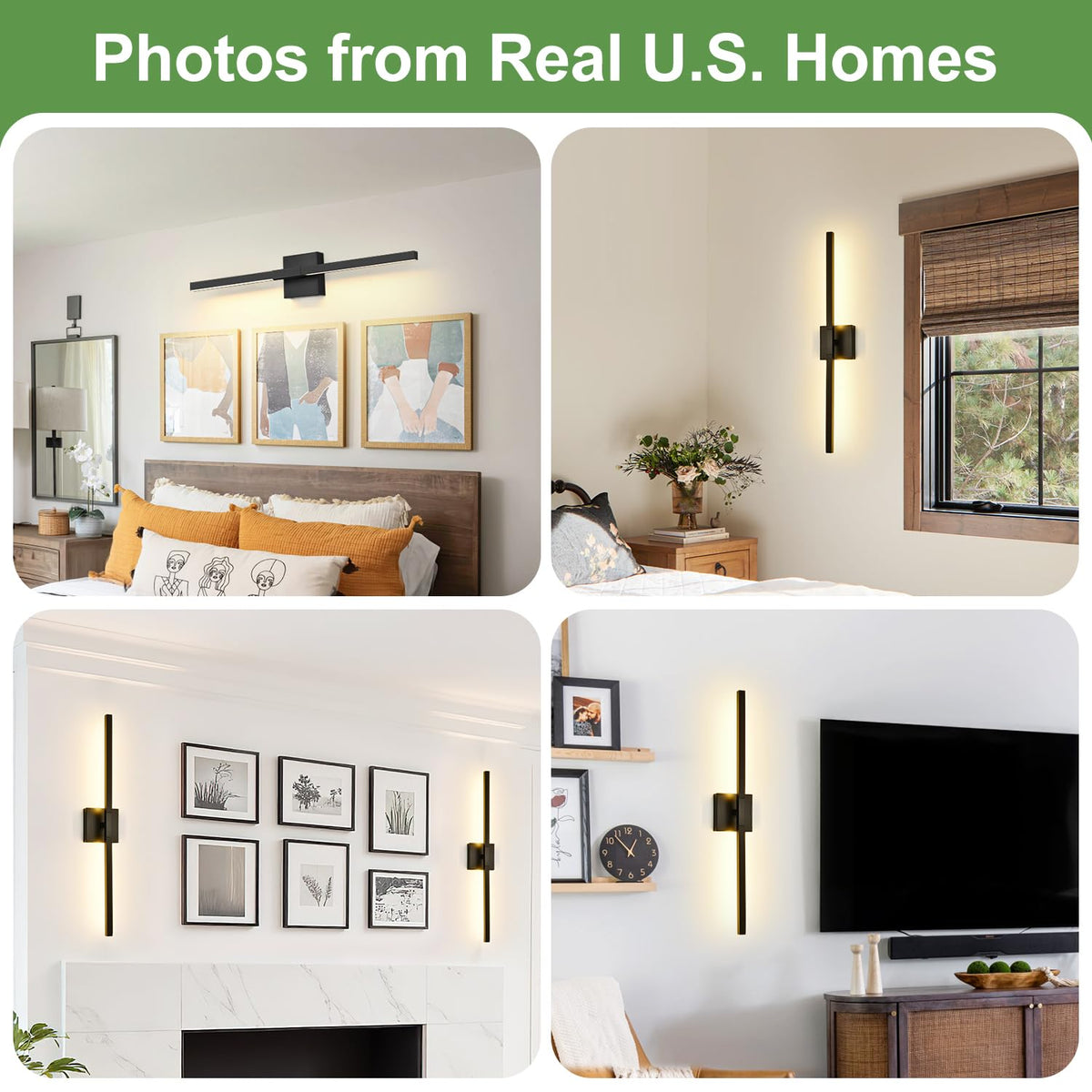 Torondo Wall Sconces Set of 2, 26in Matte Black, 360° Rotate, Recharge ...