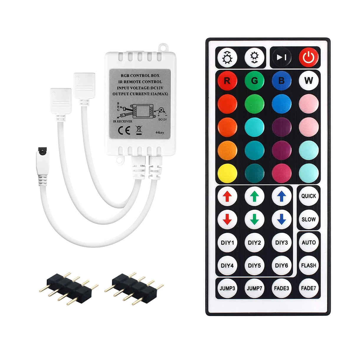 Dual Outputs 44 Keys Ir Remote Controller 4 Pin 2 Ports Rgb Control Bo ...