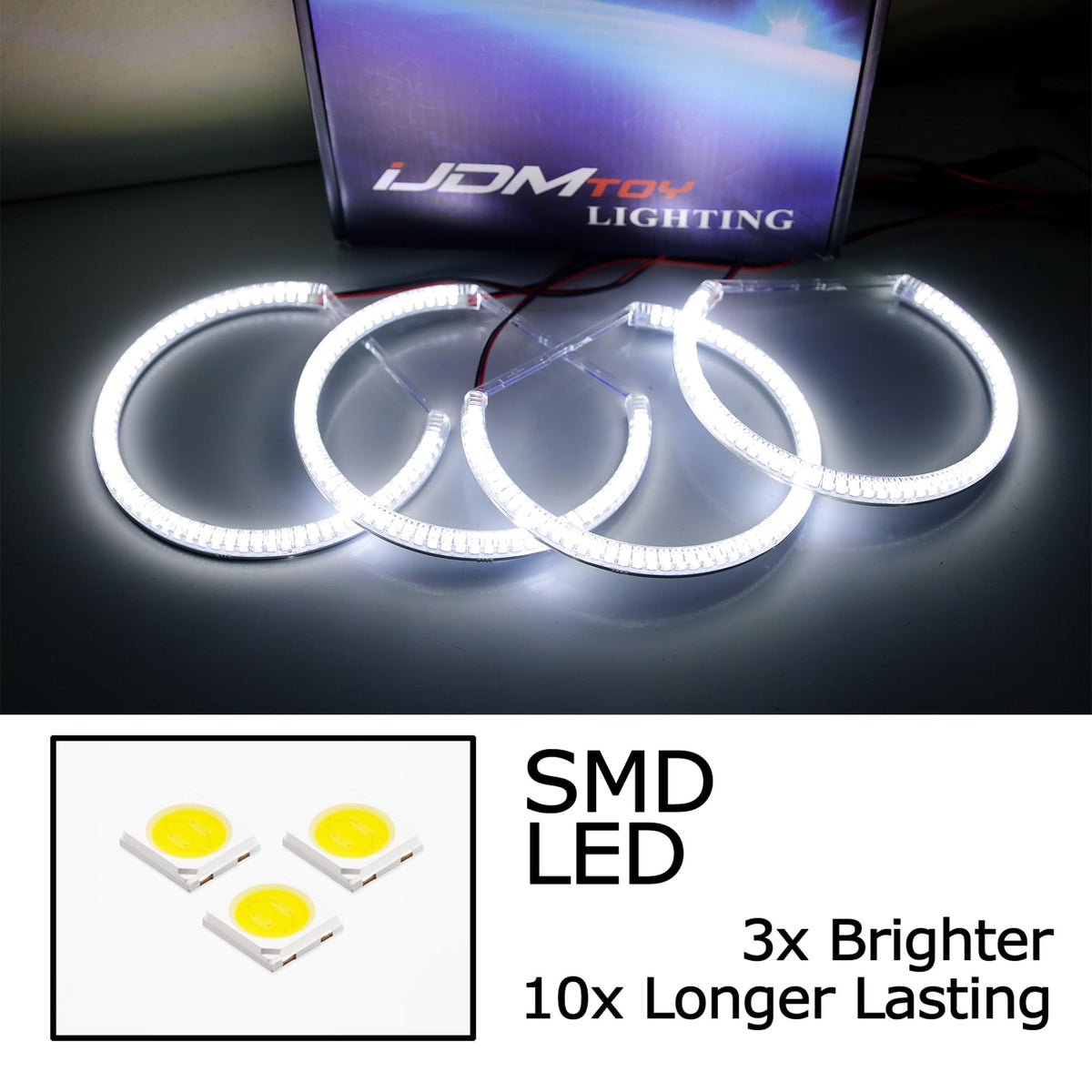 iJDMTOY LED Angel Eyes Halo Ring Lighting Kit for BMW E36 E46 E39 E38 ...