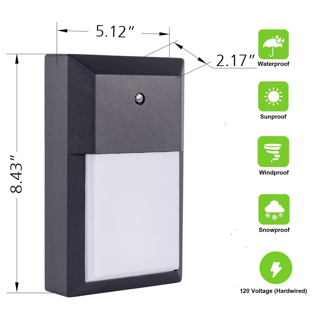 LIT-PaTH Dusk to Dawn Outdoor Wall Lantern, LED Sconce, 12W 1000 Lumen ...
