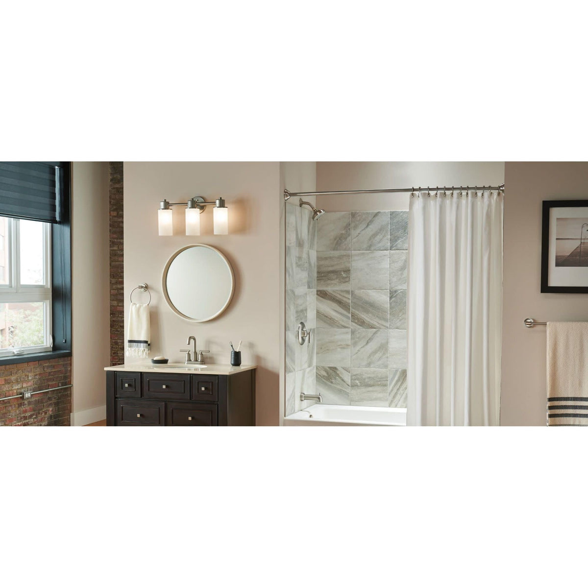 Moen Dn0763Bg 3-Light Dual-Mount Bath Bathroom Vanity Fixture With Fro ...