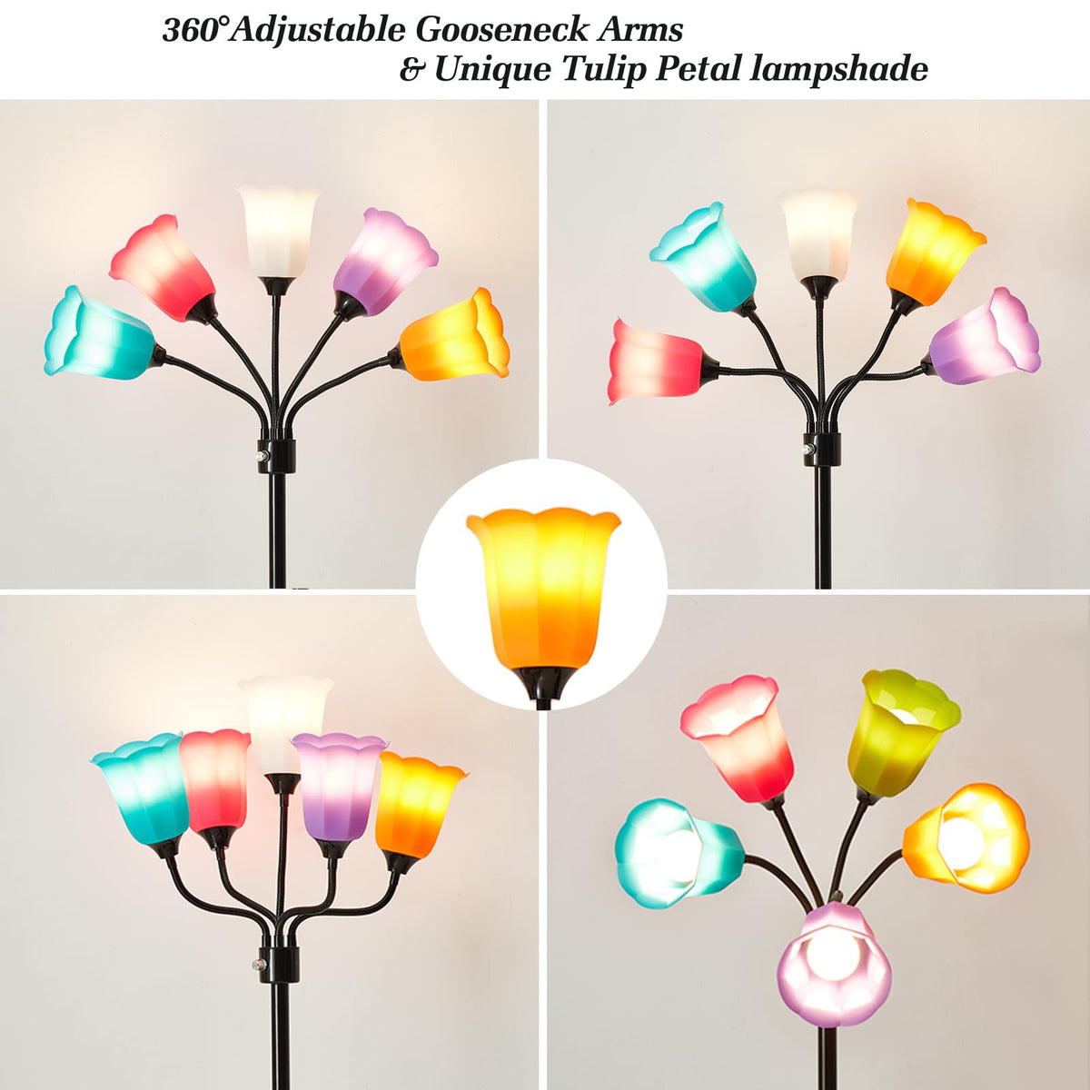 GyroVu Medusa LED Floor Lamp, Multi Head Modern Tall Lamp with ...