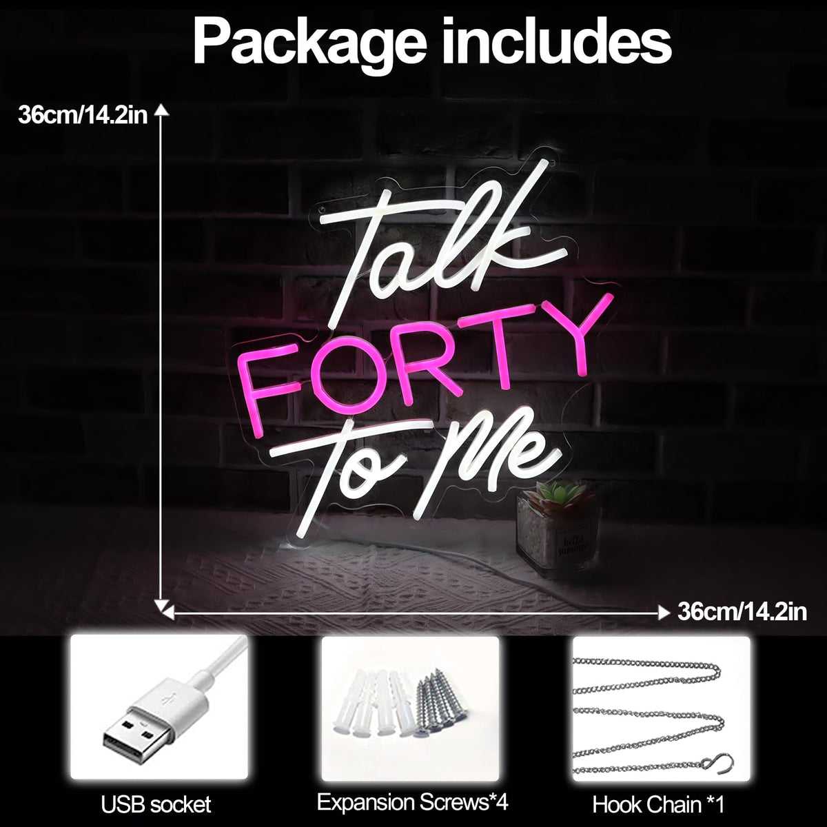 Jesalah LED Neon Sign - Talk Forty To Me - Dimmable 14.2x14.2 inches ...