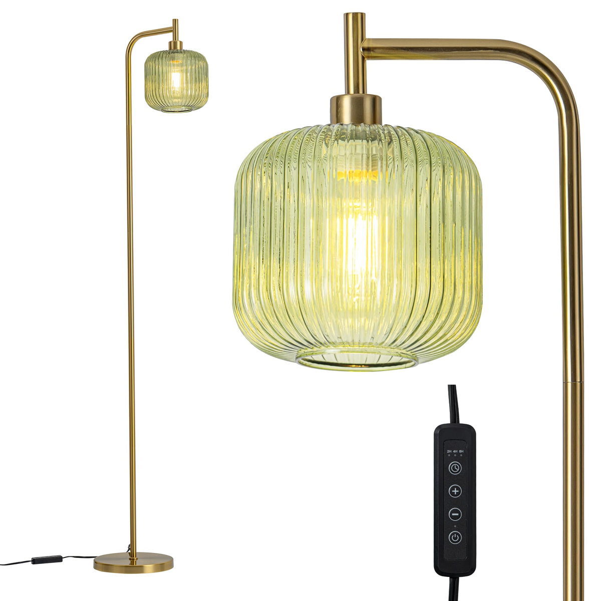 MAYNA Glass Floor Lamp - 67" Modern Vertical Design, Green Aluminum, R ...