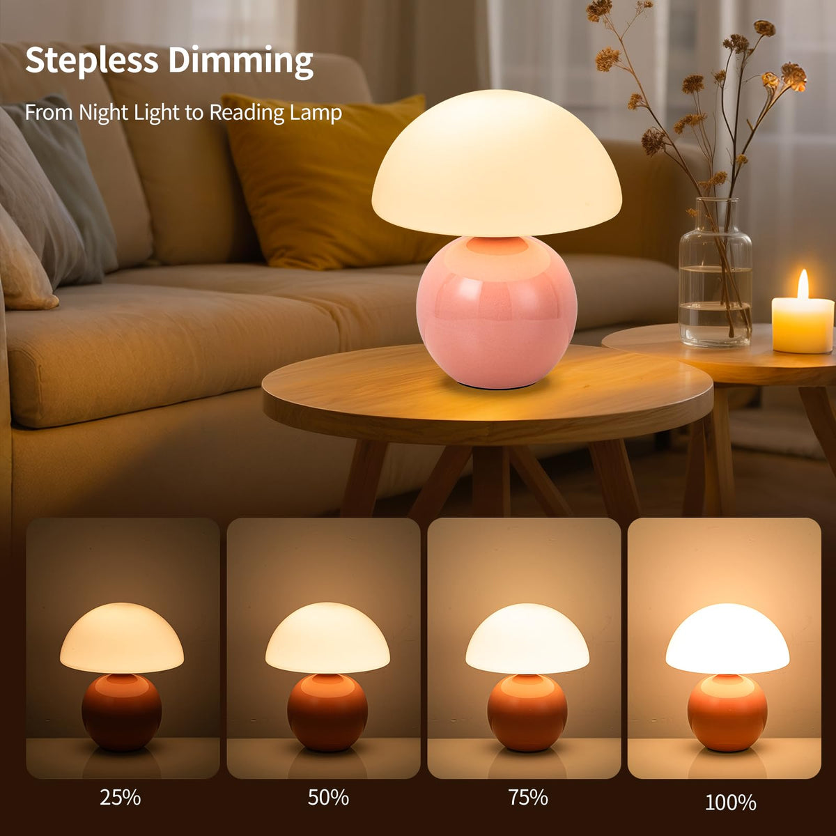 Adebime Ceramic Base Table Lamp with Milky White Glass Shade, Vintage ...