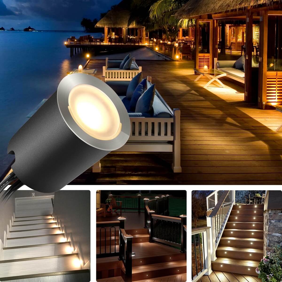 Smy Lighting Recessed Led Deck Light Kits, 16Pack, Warm White, Ip67 Wa ...