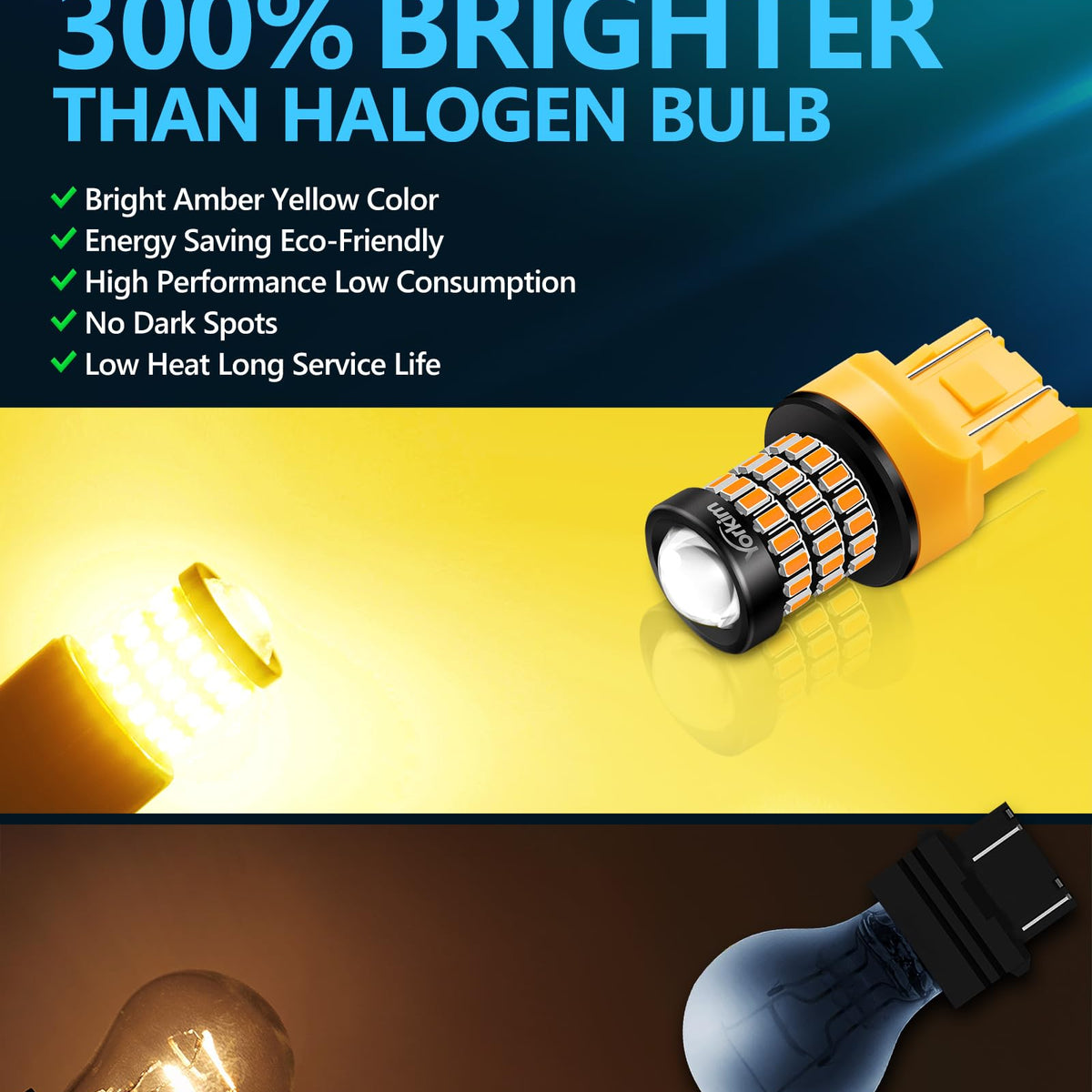 Yorkim 7440 LED Bulb Amber 7443 Turn Signal Light Replacement, 4 Pack ...