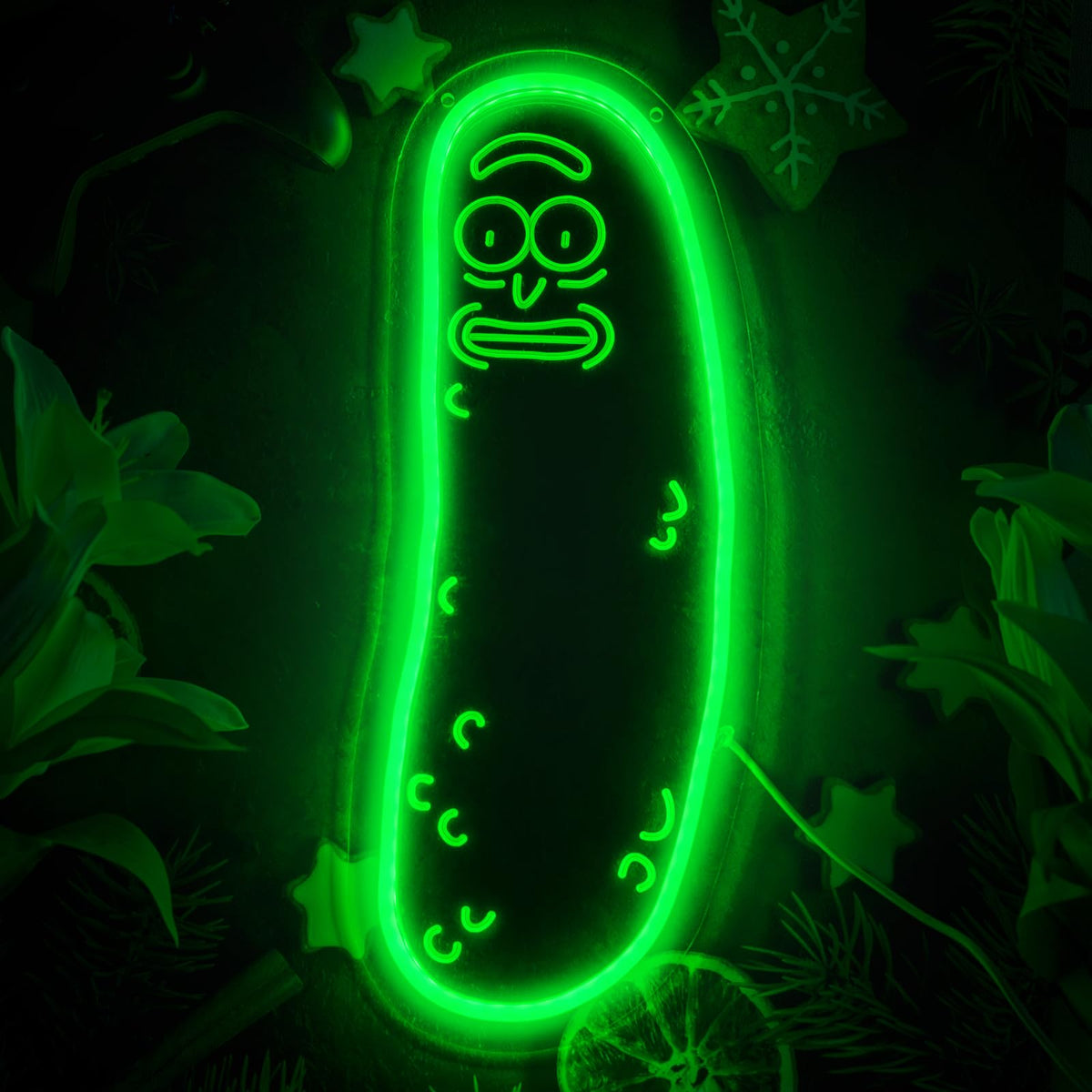 Oneneno Cartoon Pickle LED Neon Sign - Medium Green R Acrylic Wall Dec ...