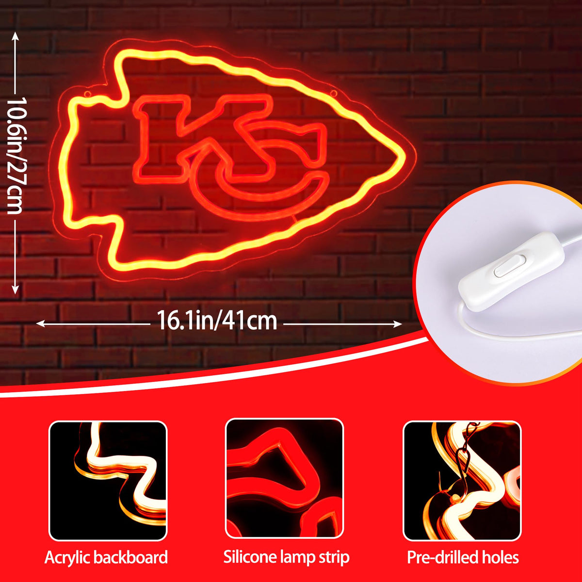 Football Neon Sign For Wall Decor Football Neon Light For Man Cave Or ...