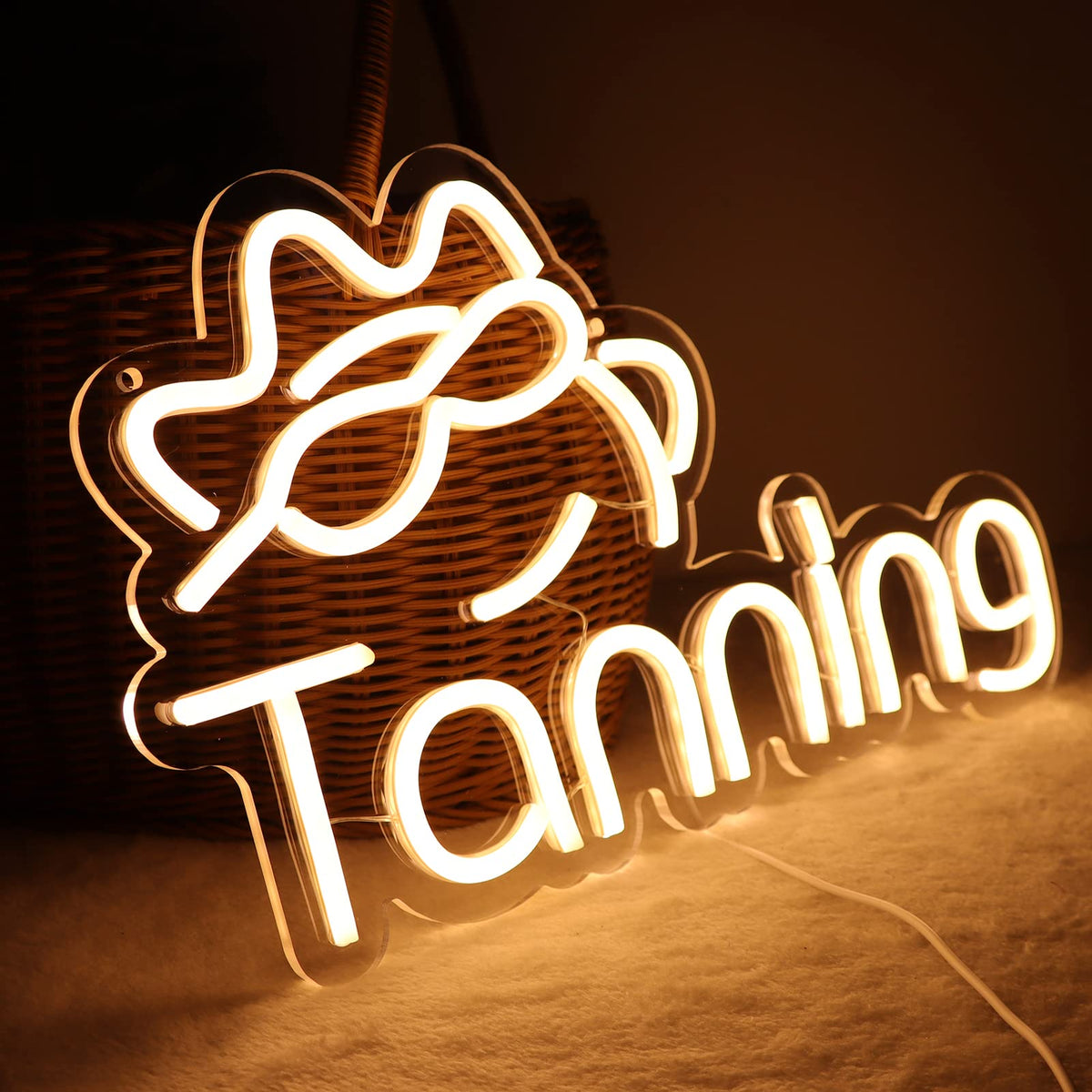 JFLLamp Neon Wall Decor Sign for Tanning Shop, LED, 16x10 Inch, Warm W ...