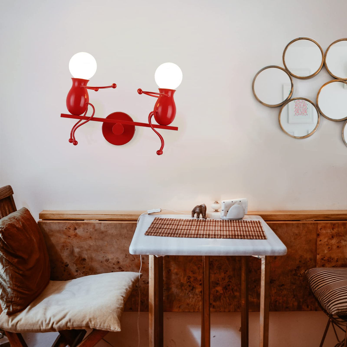 SOUTHPO LED Metal Wall Light Fixture Seesaw Design Red 2×E26 Modern Ch ...