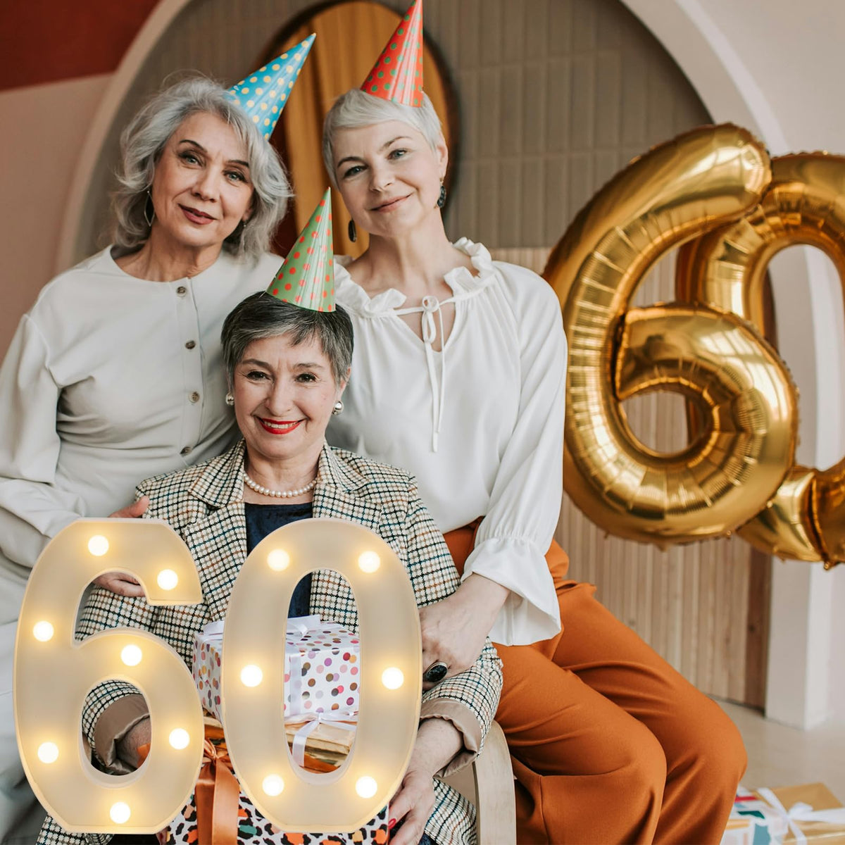 IFDGCTK Decorative LED Light Up Numbers, 60th Birthday Sign, Warm Whit ...