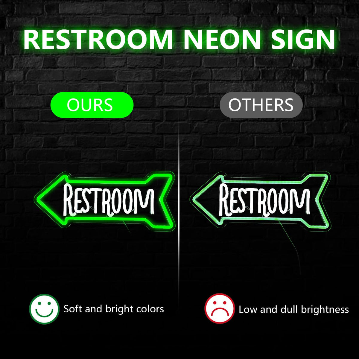 Jeanchrl Neon Sign for Bathroom Wall Decor, LED Light, Acrylic, Restro ...