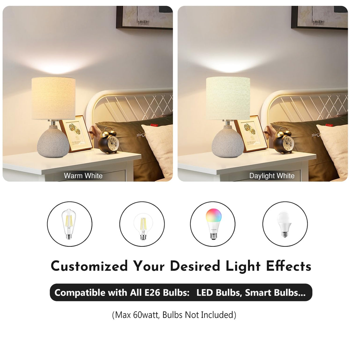 Earth Brown Rustic Ceramic Table Lamp Set of 2, Small Table Lamp ...
