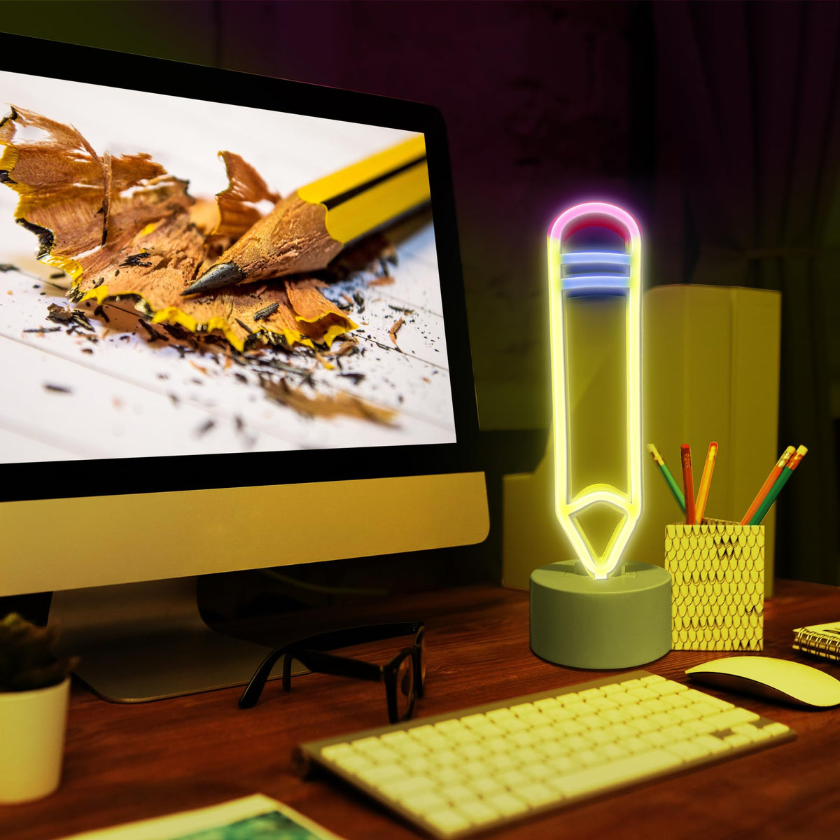 Lumoonosity Pencil LED Neon Sign - USB/Battery Powered Classroom Lamp ...