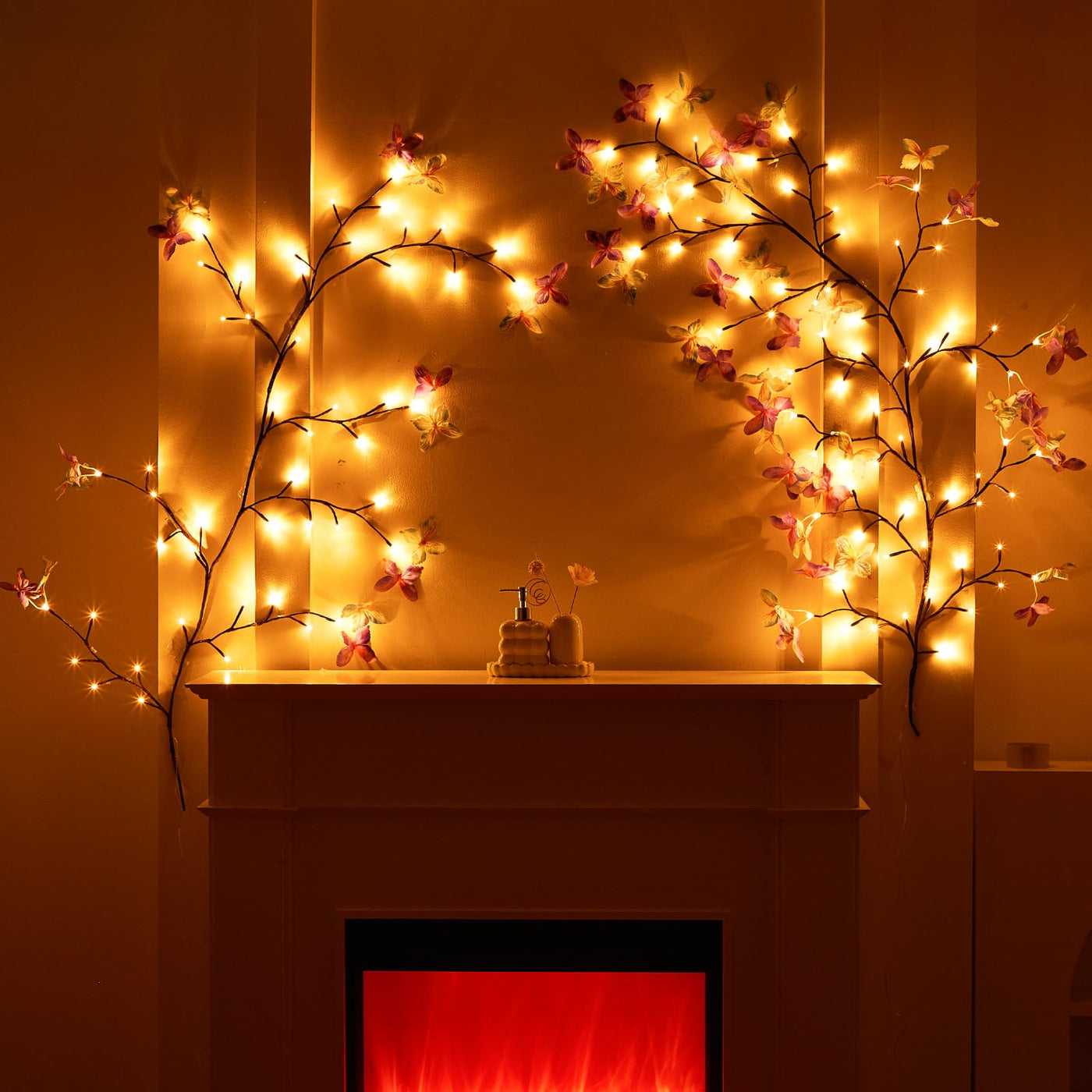 Glooglitter 2 Sets Butterfly LED Tree Branch Lights for Wall 3.94 FT 4 ...