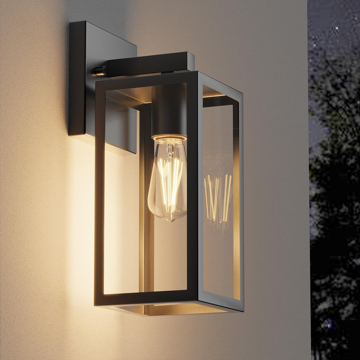 Porch Wall Lights Outdoor, Waterproof Lanterns with Frame and Clear ...