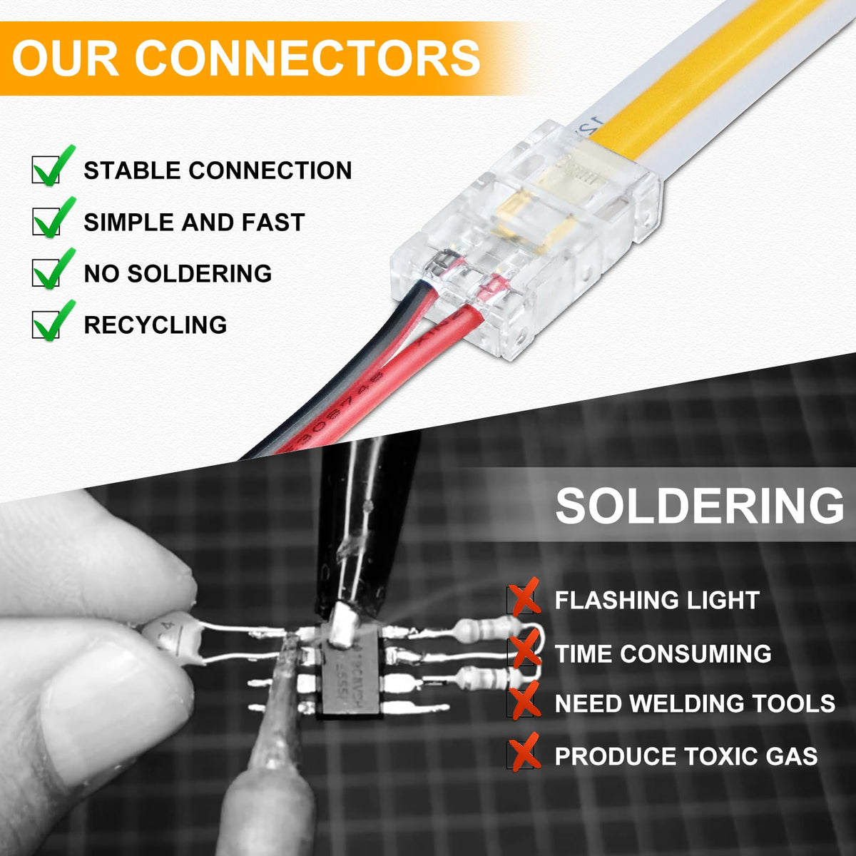 Lightingwill Led Connectors 2Pin 8Mm, 10 Pcs Pigtail Connector Transpa ...