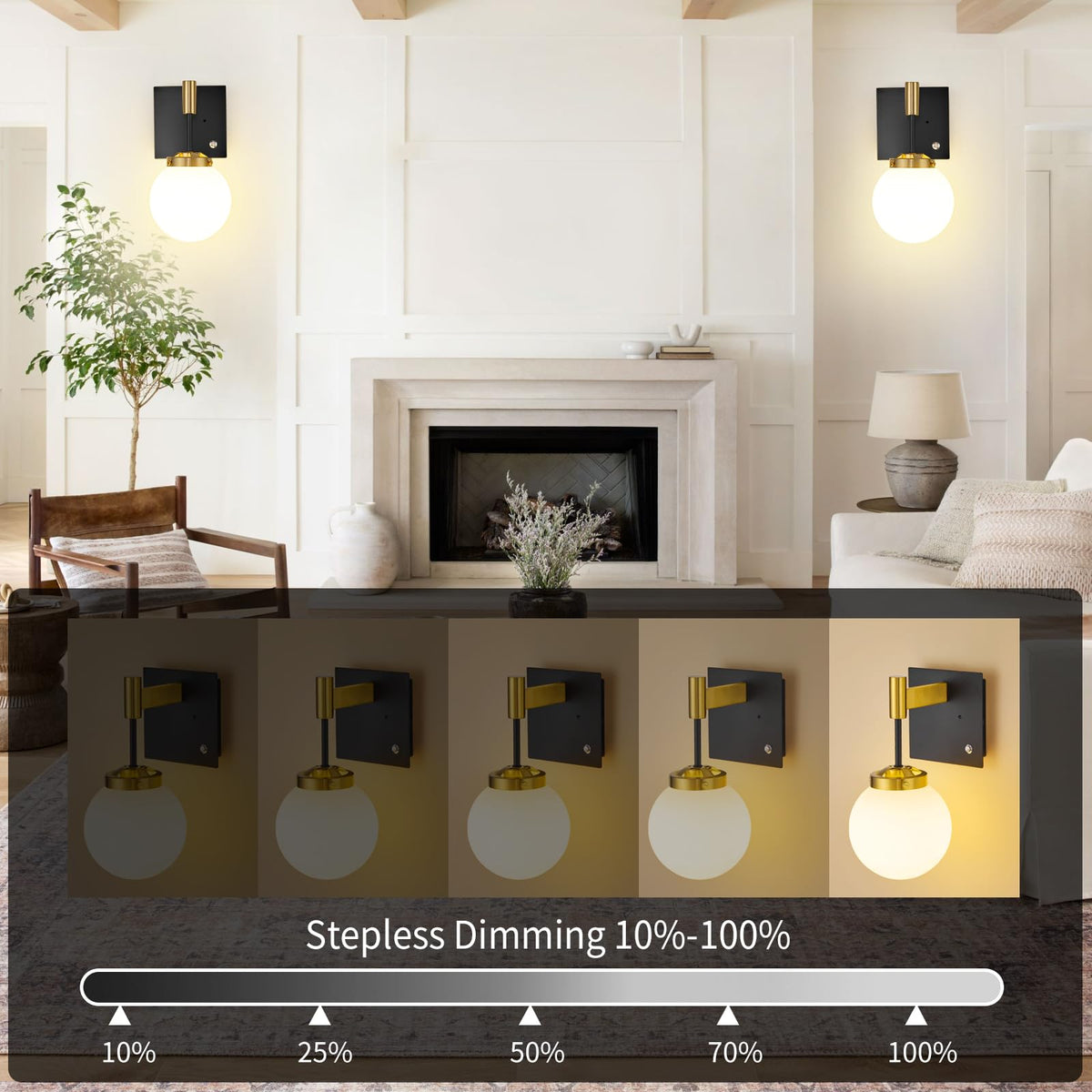 Rayogale Rechargeable Battery Wall Sconce 2 Pack - Wireless, Dimmable ...