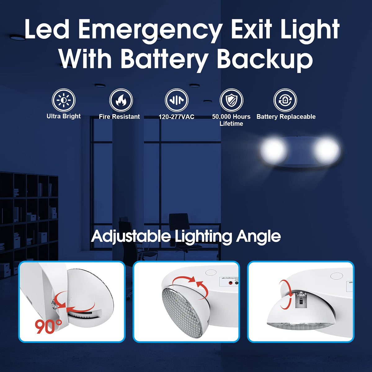 Sitisfi Emergency Light With Battery Backup Commercial Hardwired Exit ...